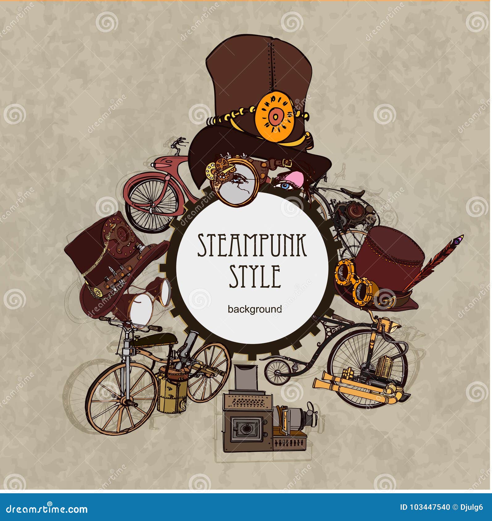 Template Steampunk Design For Card. Frame Steampunk Background. The ...