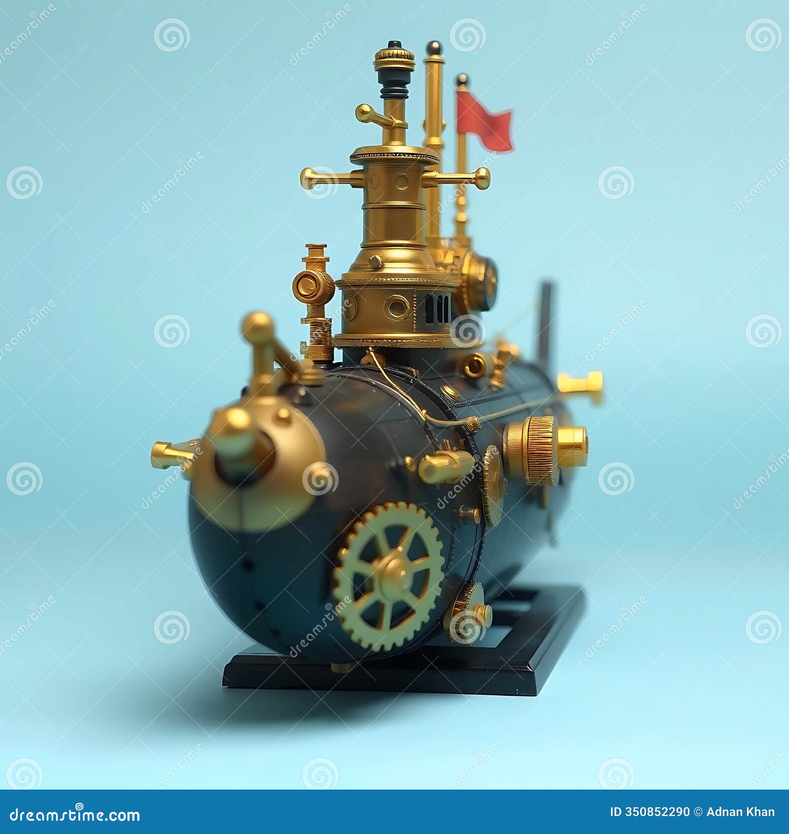 A Steampunk Submarine Model with Brass Details and Gears Stock ...