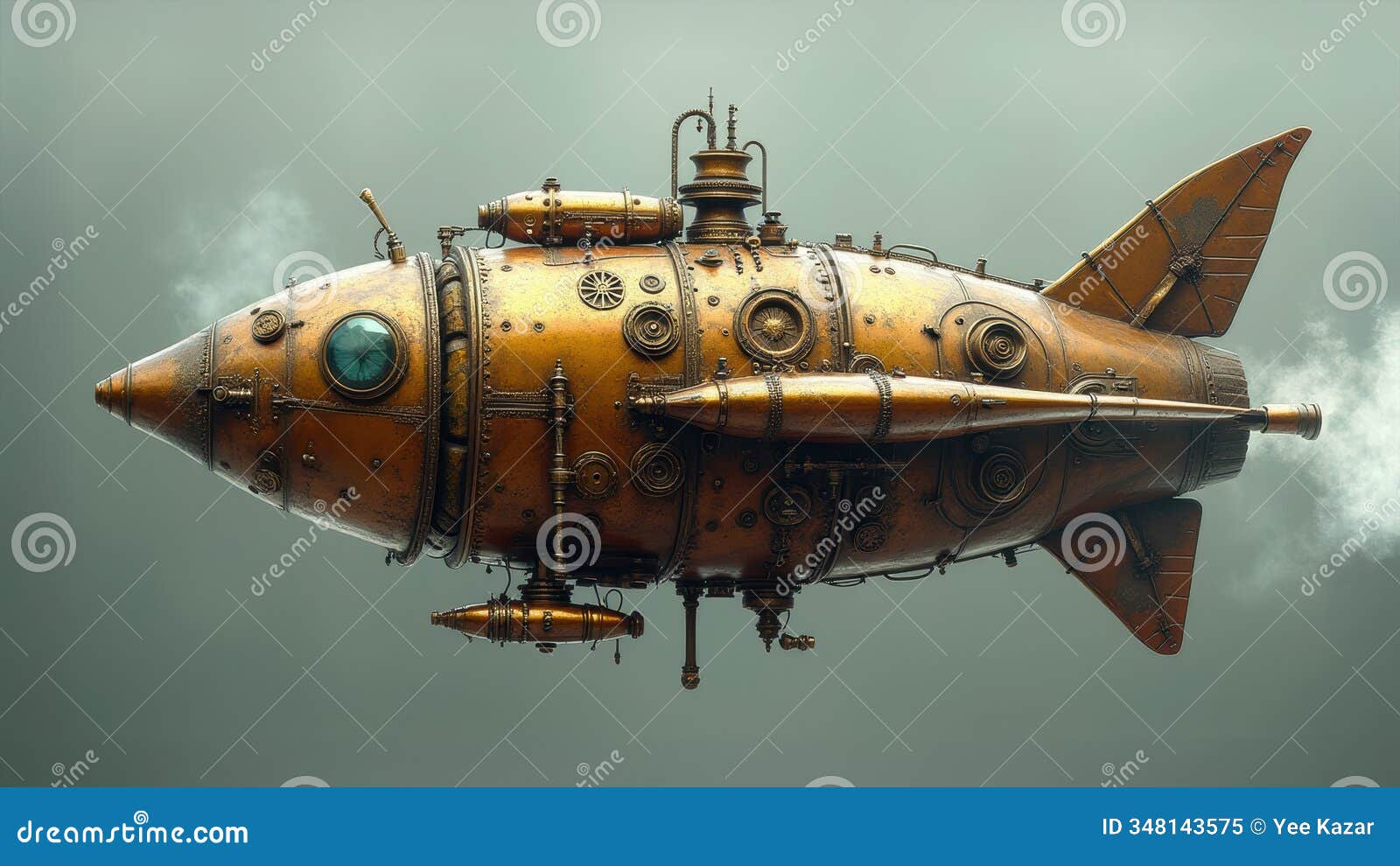 Steampunk Submarine Rocket Ship Stock Illustration - Illustration of ...