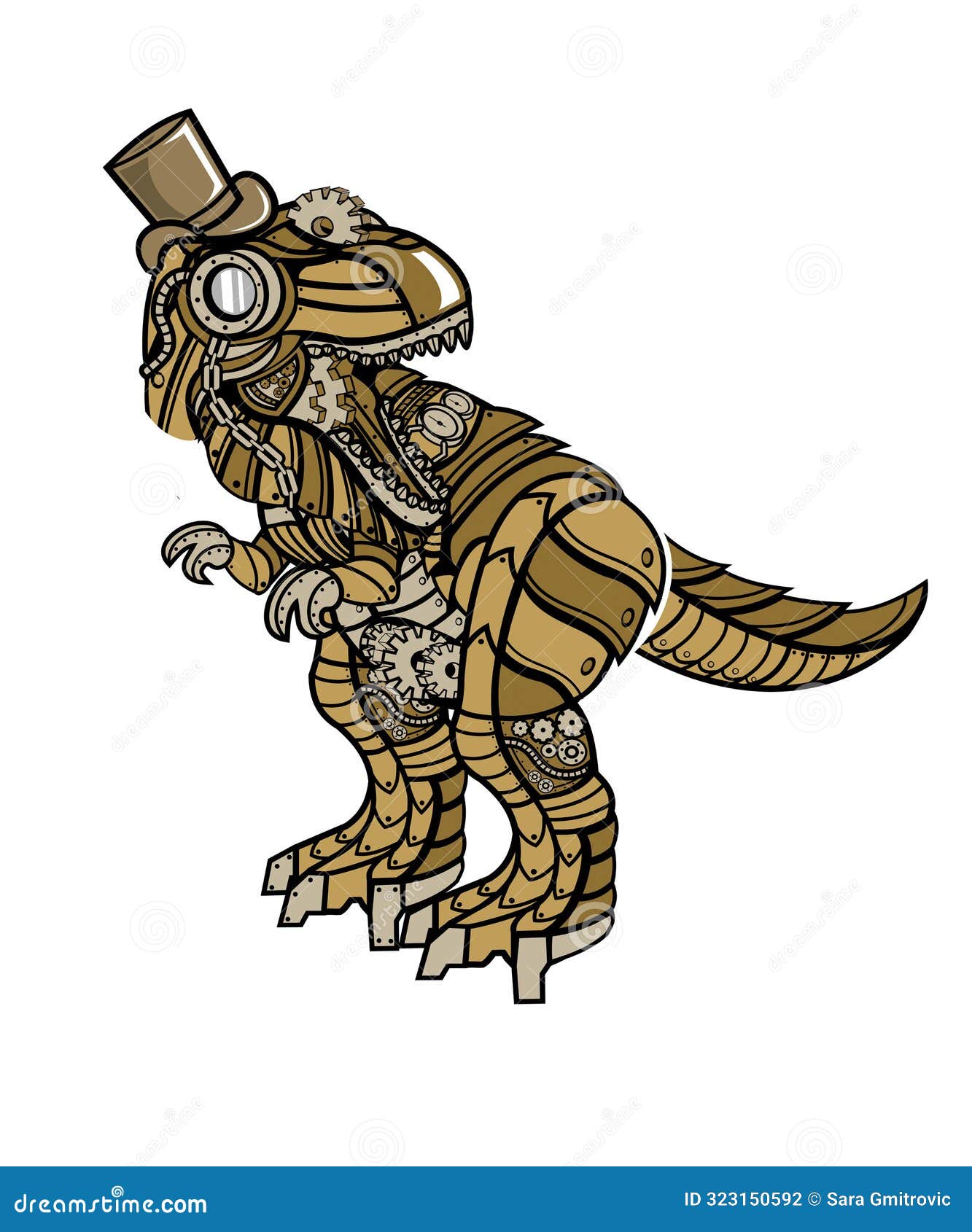 Steampunk T Rex stock illustration. Illustration of wildlife - 323150592