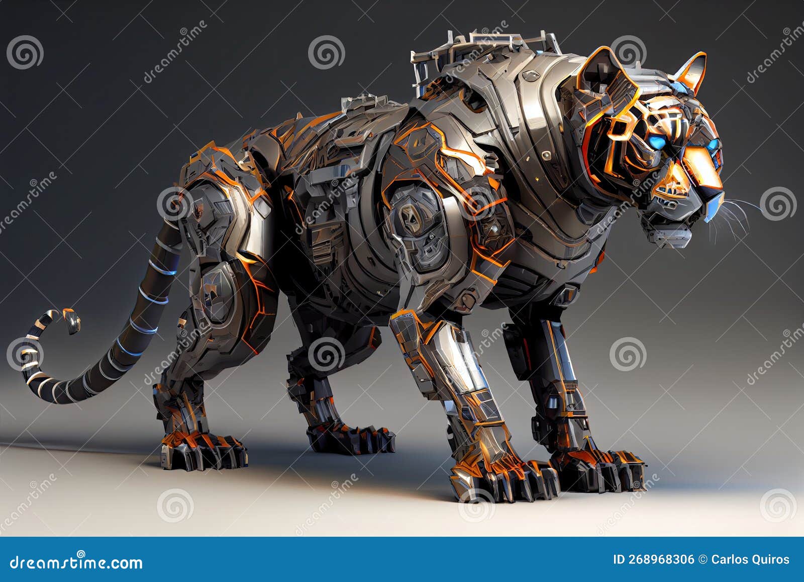 Steampunk Tiger. Robotic Tiger. AI Art Generated Royalty-Free Cartoon ...