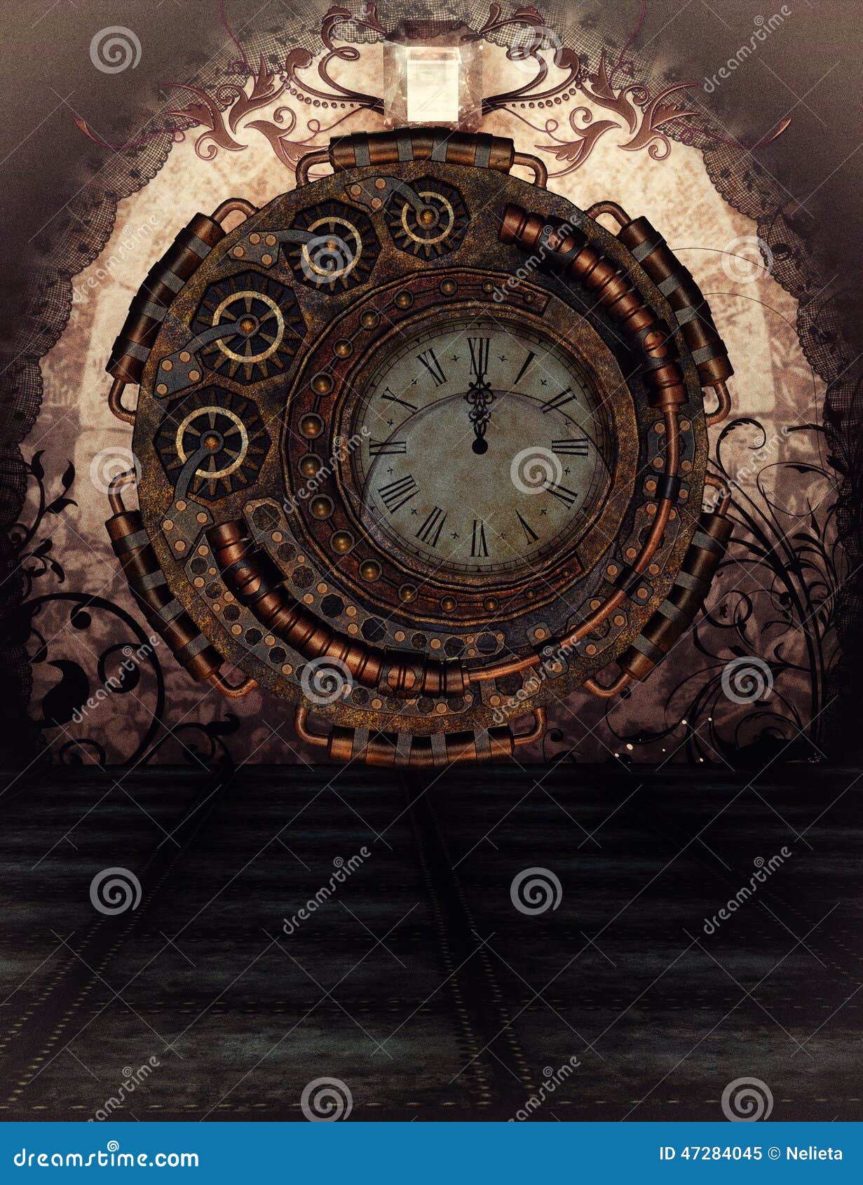 Steampunk Time Warp Bubble On Chequered Background Royalty-Free Stock ...