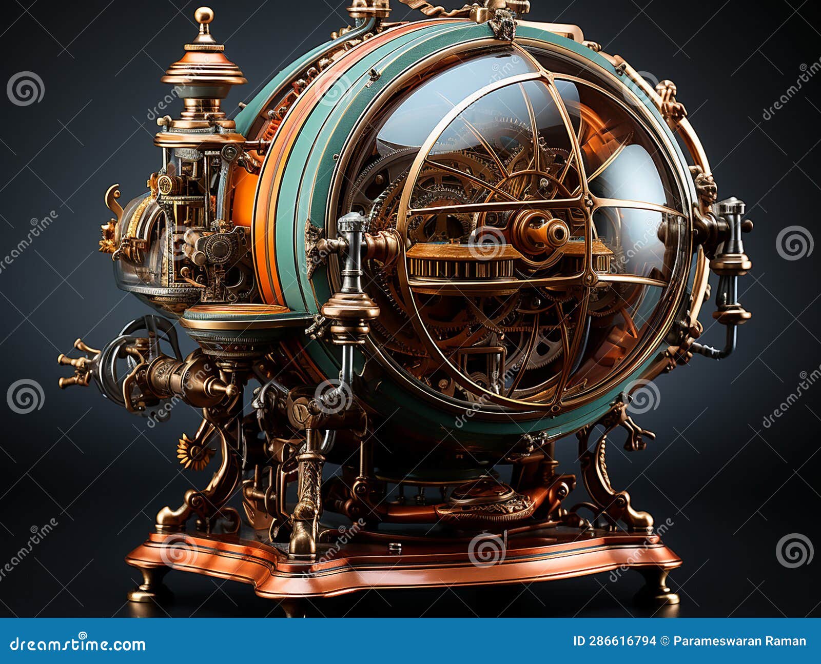 Steampunk time machine stock illustration. Illustration of gears ...