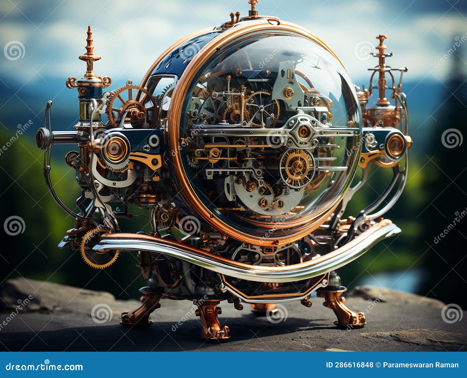 Steampunk time machine stock illustration. Illustration of constructed ...