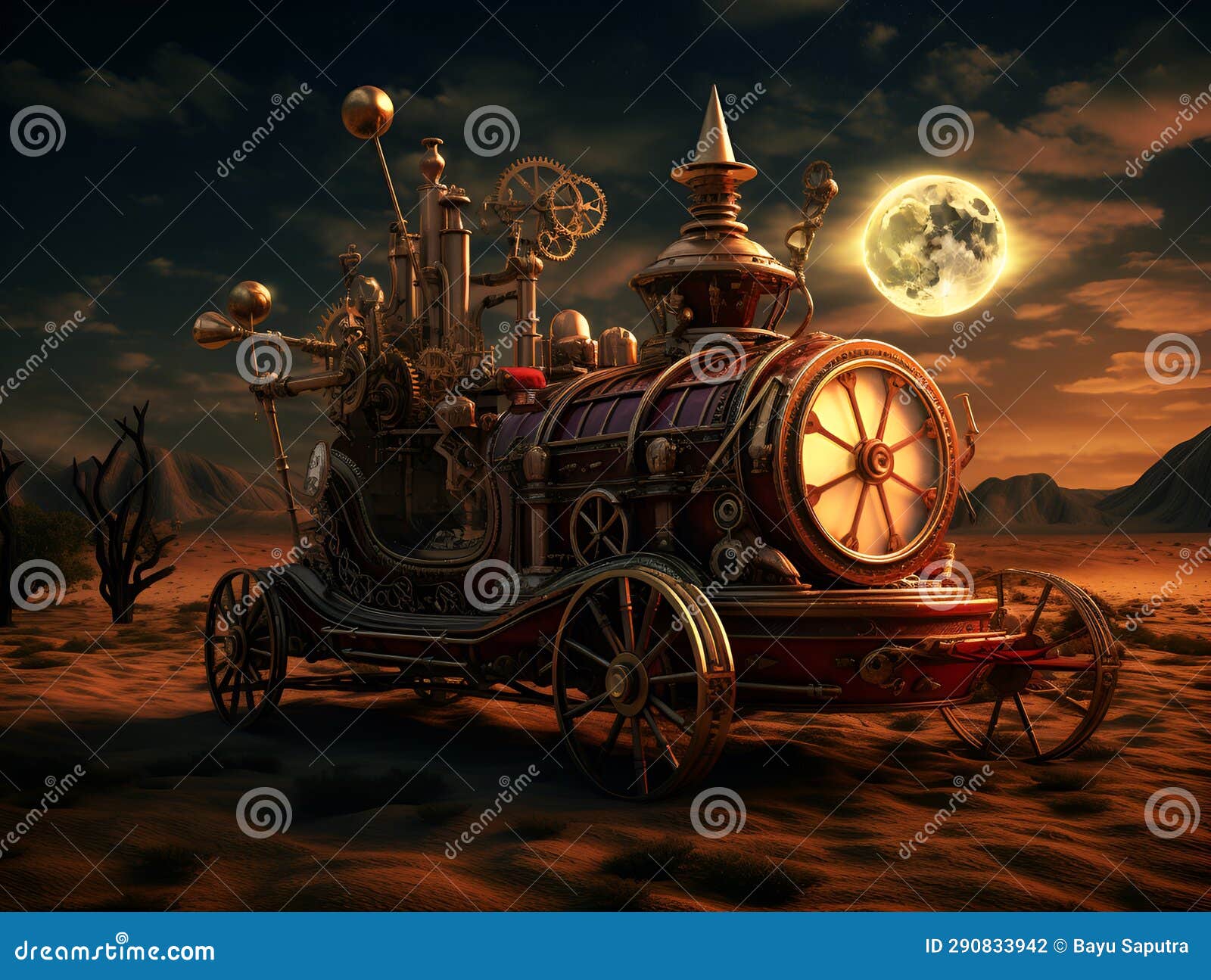 Steampunk Time Machine Vehicle, Ai Generative Stock Illustration ...