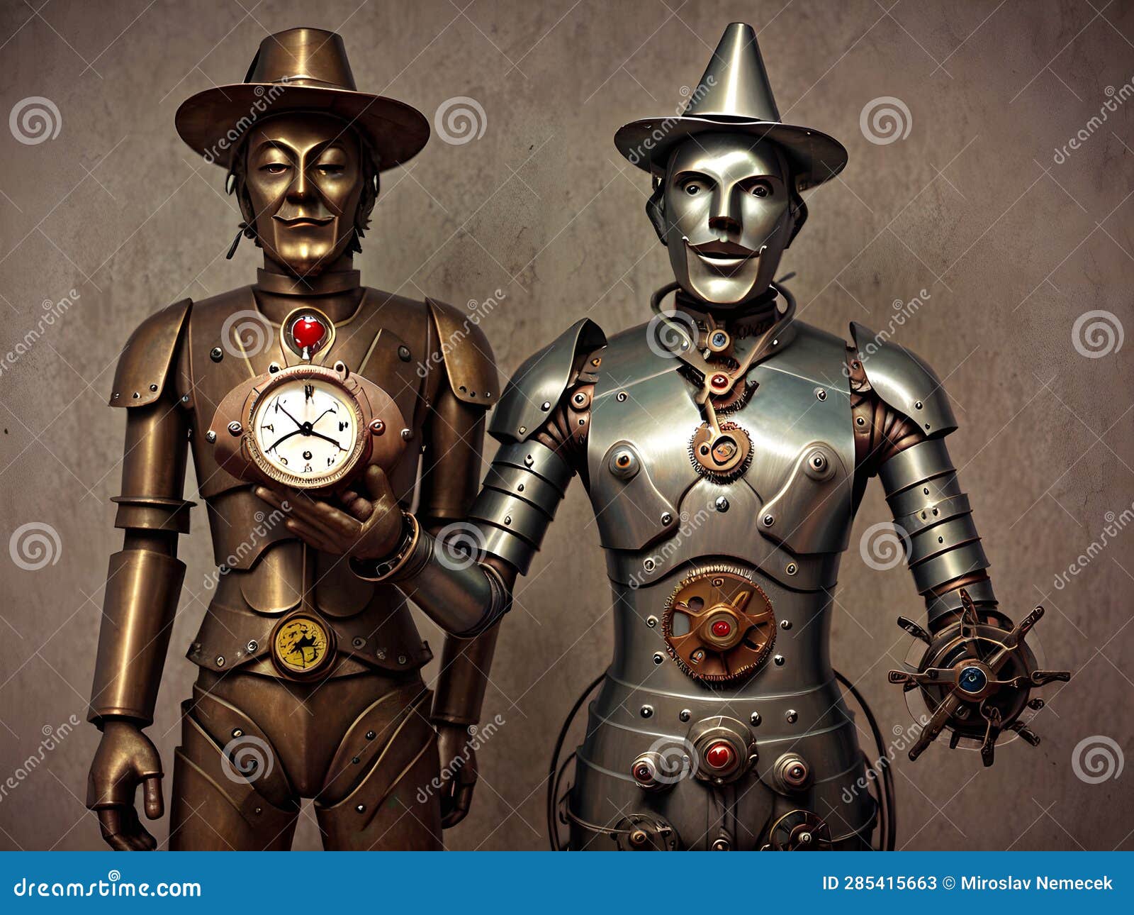 Steampunk Tin Man, Generative AI Illustration Stock Illustration ...