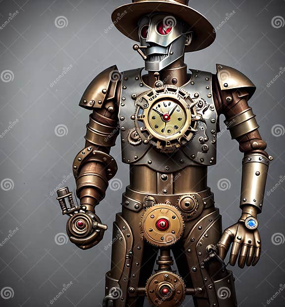 Steampunk Tin Man, Generative AI Illustration Stock Illustration ...