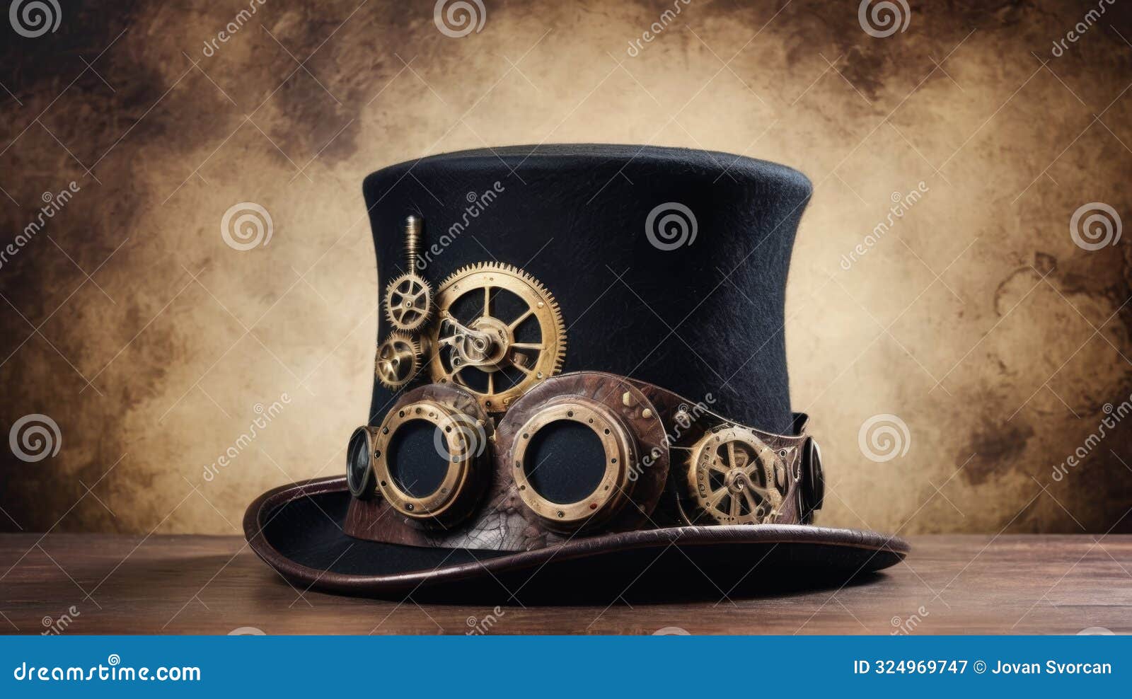 Steampunk Top Hat with Gears Stock Illustration - Illustration of ...
