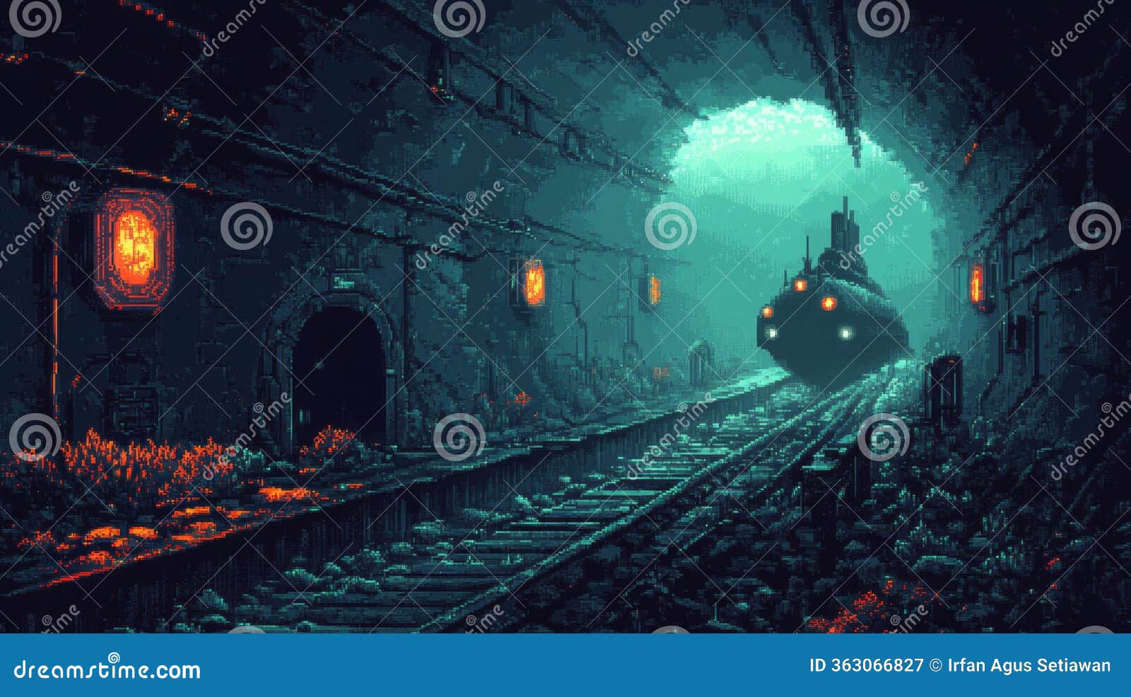 3D Pixel-Art Underground Subway Metro Station Royalty-Free Stock ...