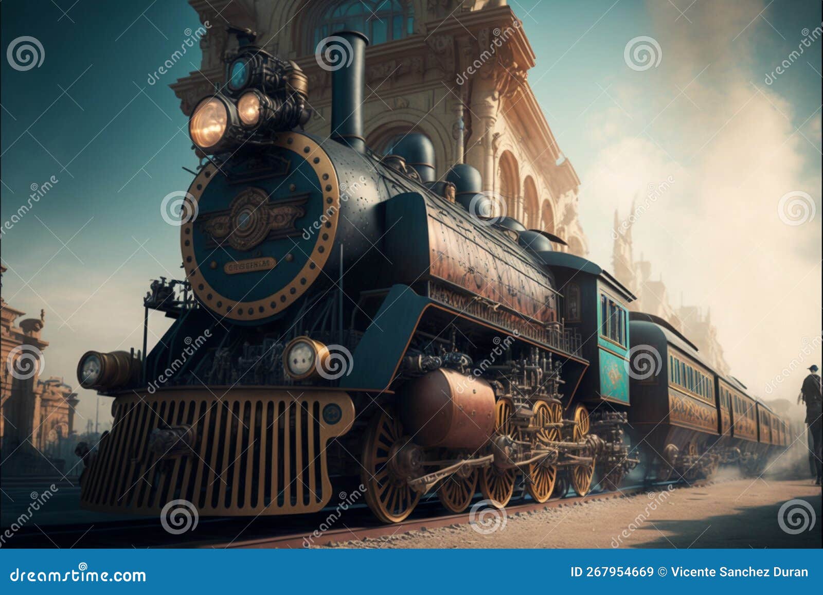 Steampunk Train Background in a Steampunk Style, Generative Ai Stock ...