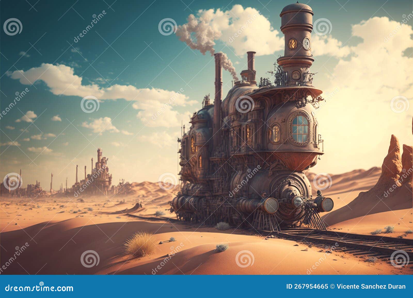 Steampunk Train Background in a Steampunk Style, Generative Ai Stock ...
