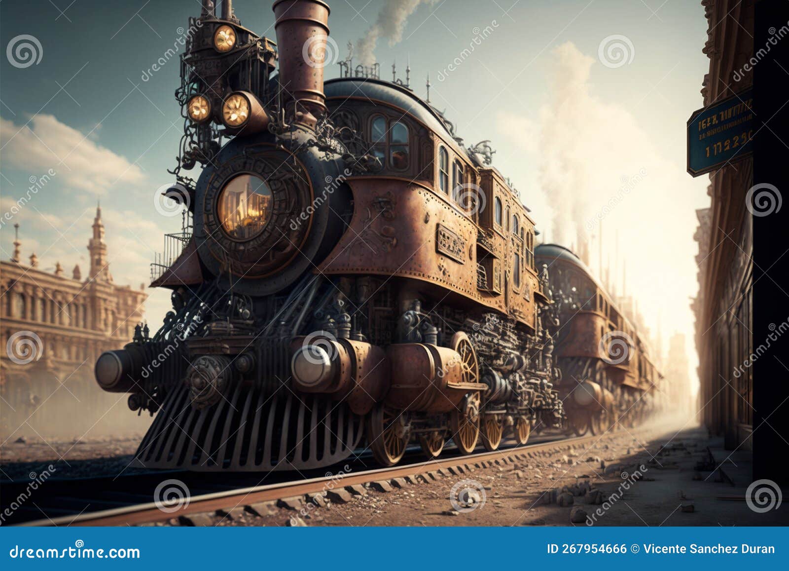 Steampunk Train Background in a Steampunk Style, Generative Ai Stock ...