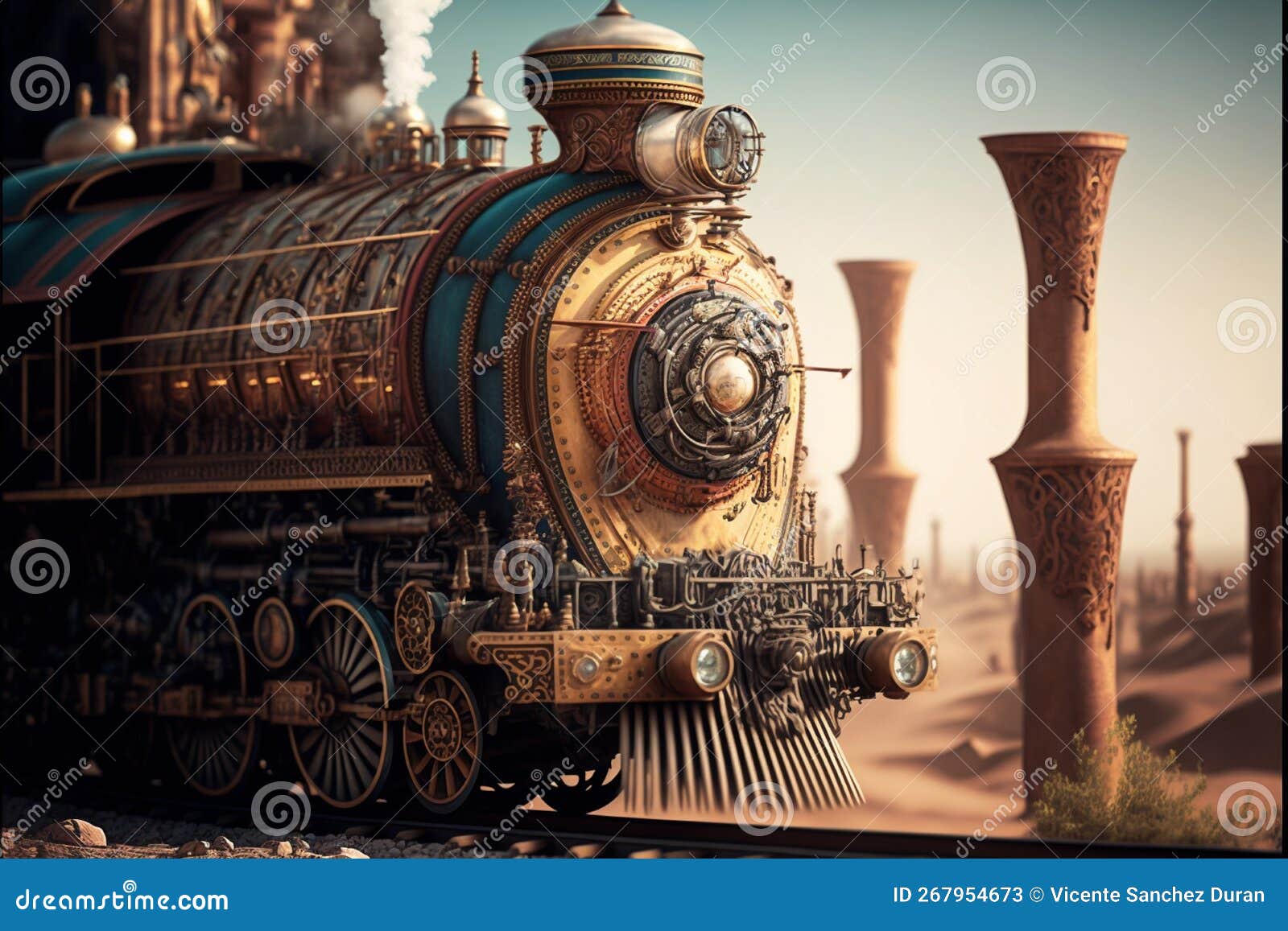 Steampunk Train Background in a Steampunk Style, Generative Ai Stock ...