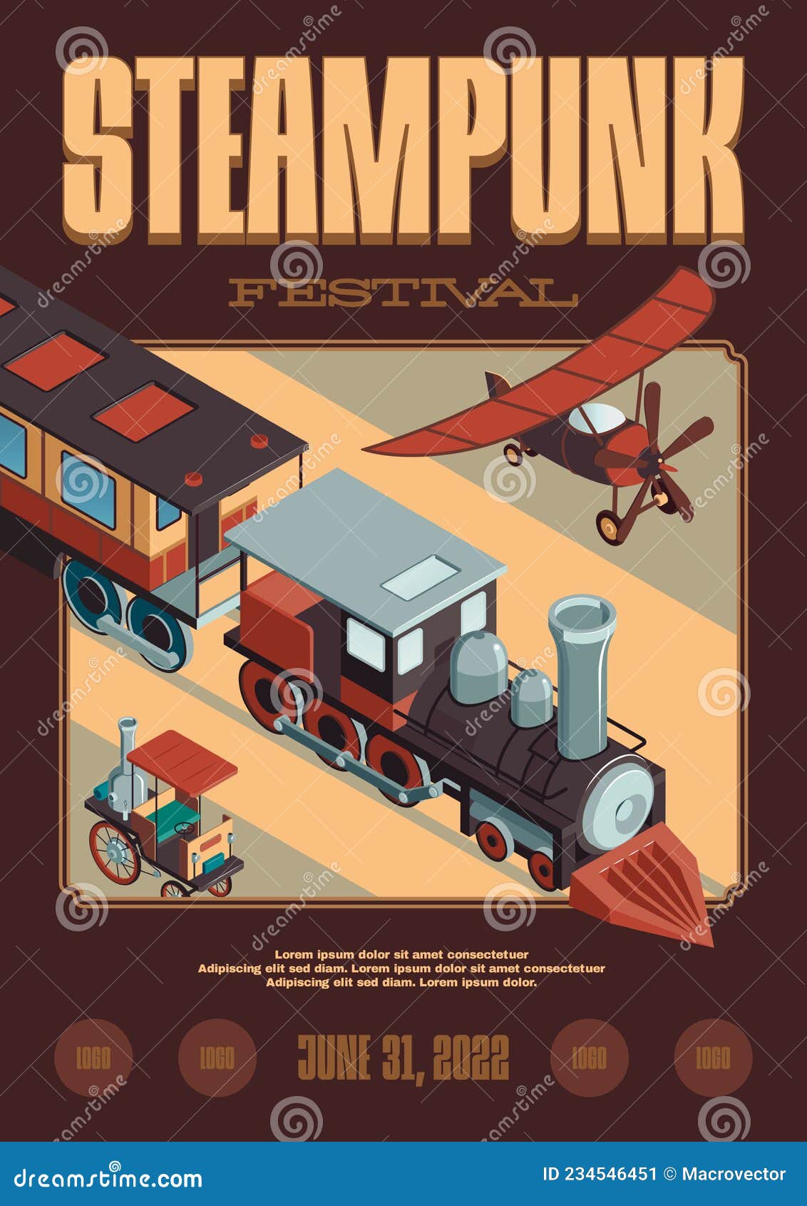 Steampunk Poster Template Are Applicable Vector Illustration ...