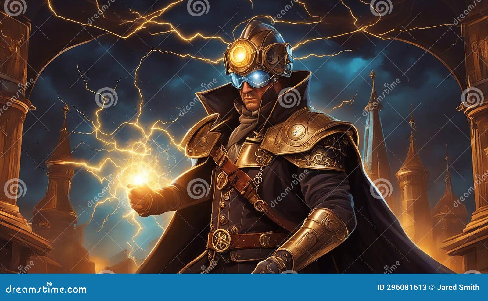 A Steampunk Vector Illustration of Abstract Electric Lightning. Concept ...