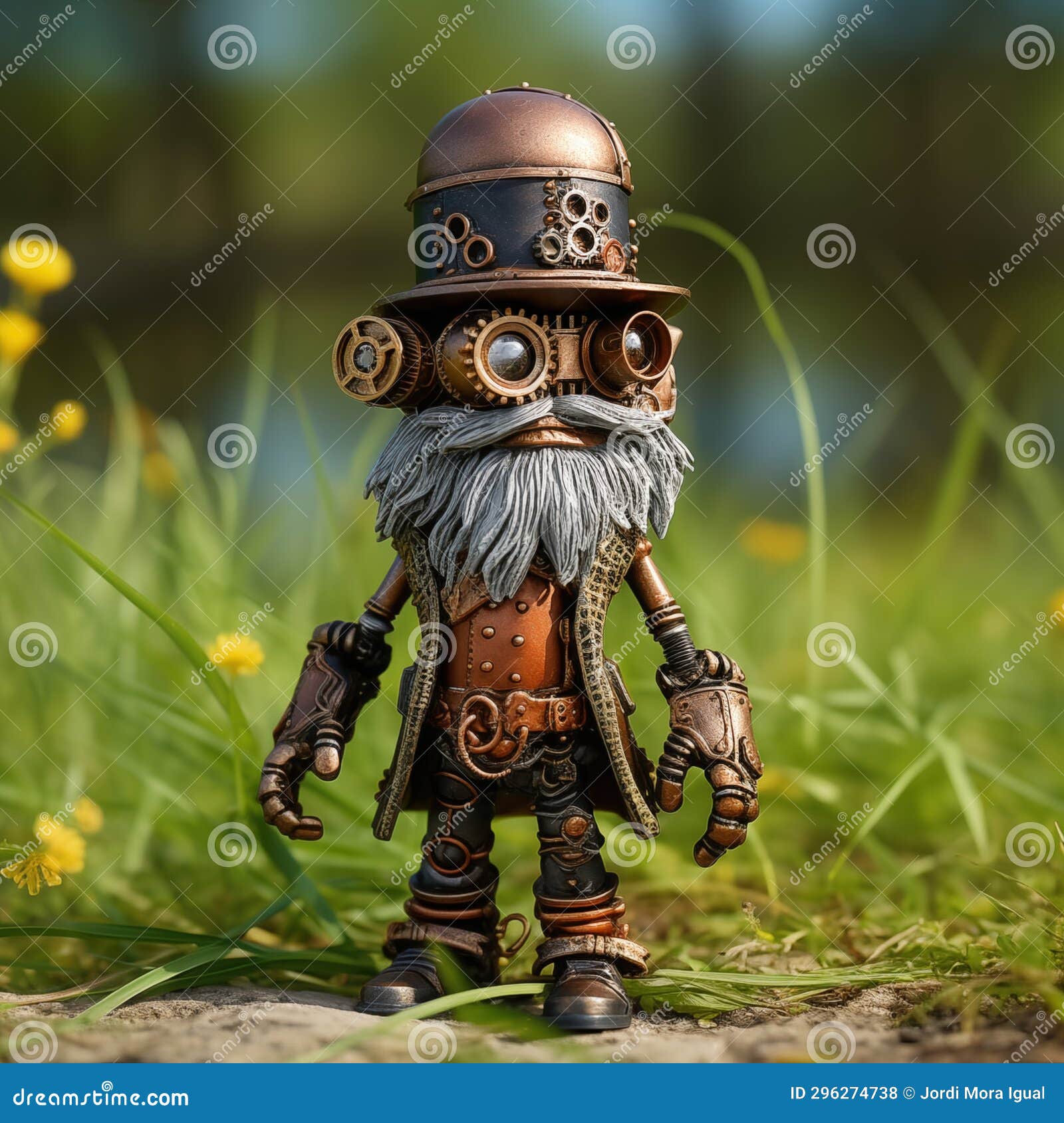 Steampunk Victorian Rusty Gnome Robot Clothed Stock Photo - Image of ...