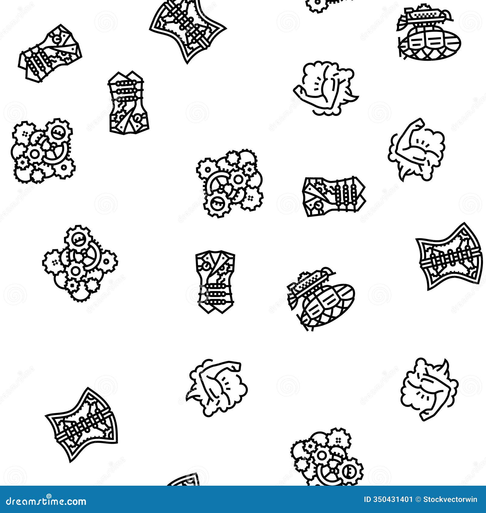 Steampunk Vintage Metal Steam Seamless Pattern Vector Stock ...