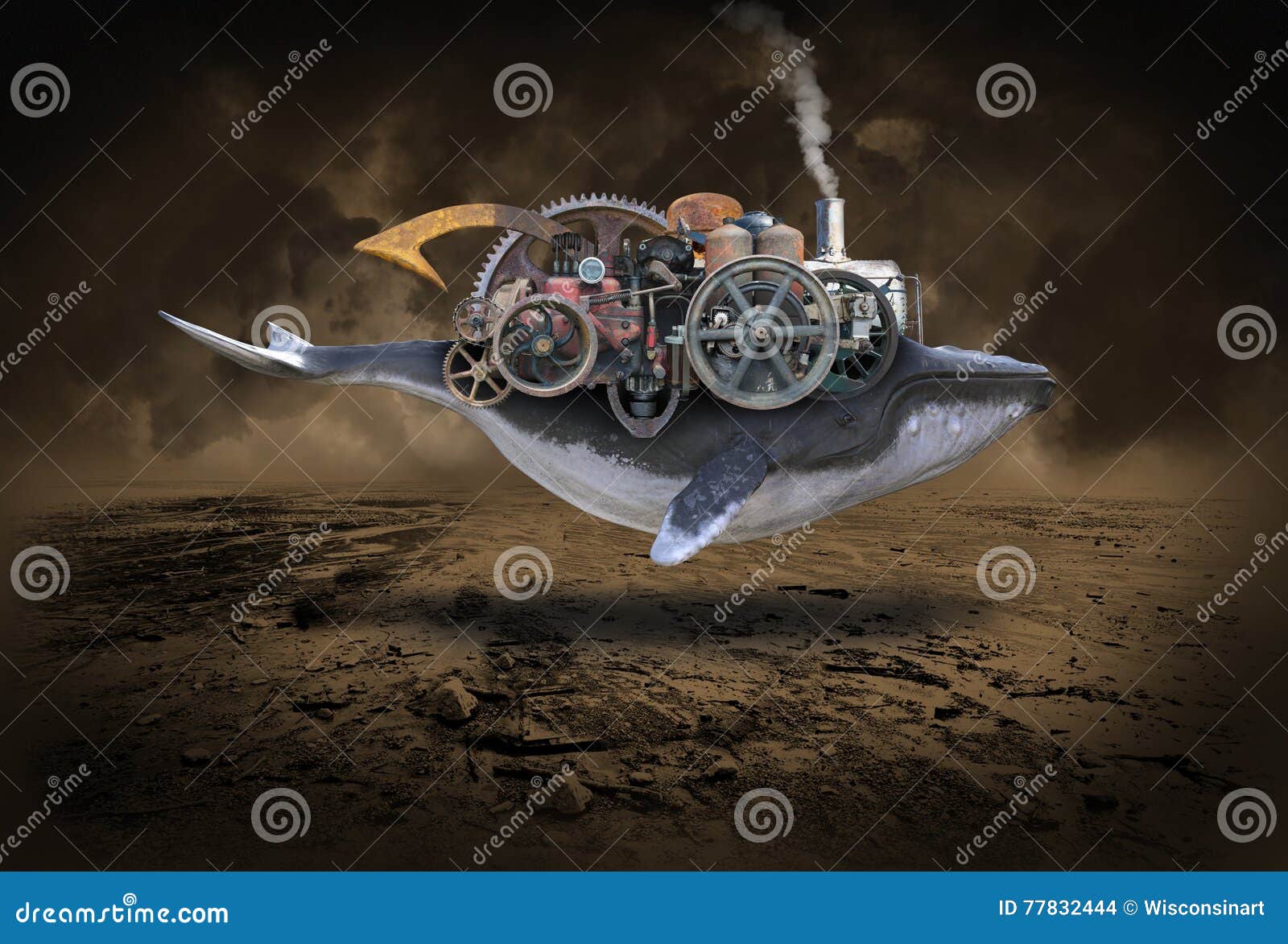 Steampunk Flying Machine, Floating Island Stock Image | CartoonDealer ...