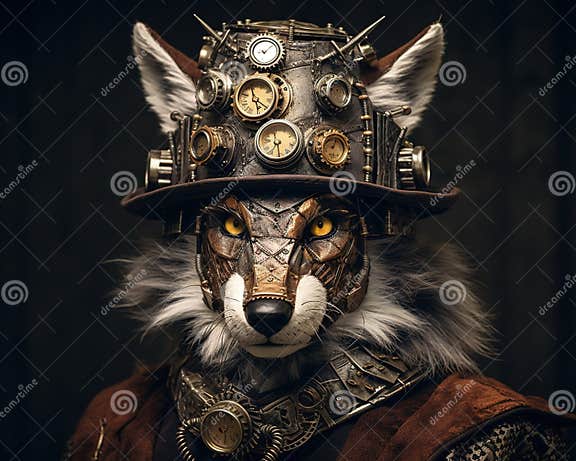 The Steampunk of the Wolf is a Wolf Hat. Stock Illustration ...