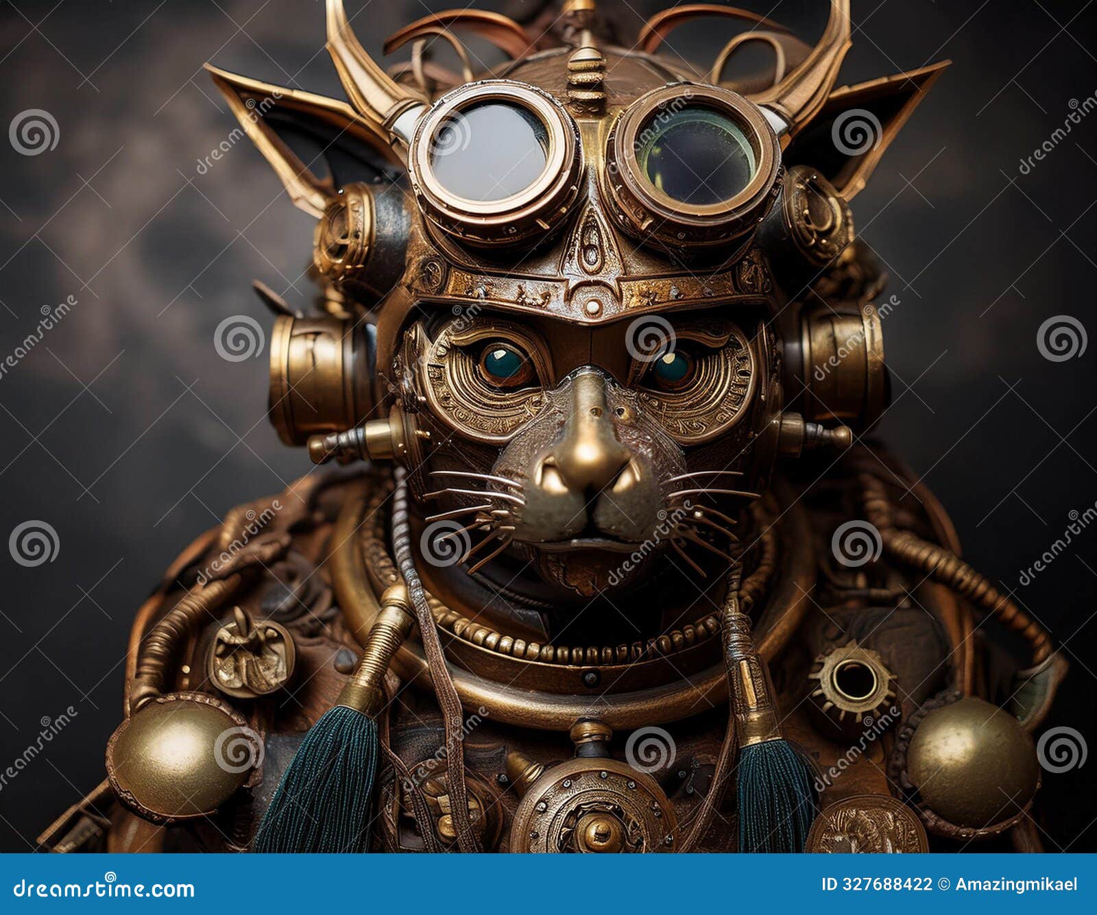 Steampunk Yokai with Mechanical Features Stock Photo - Image of closeup ...