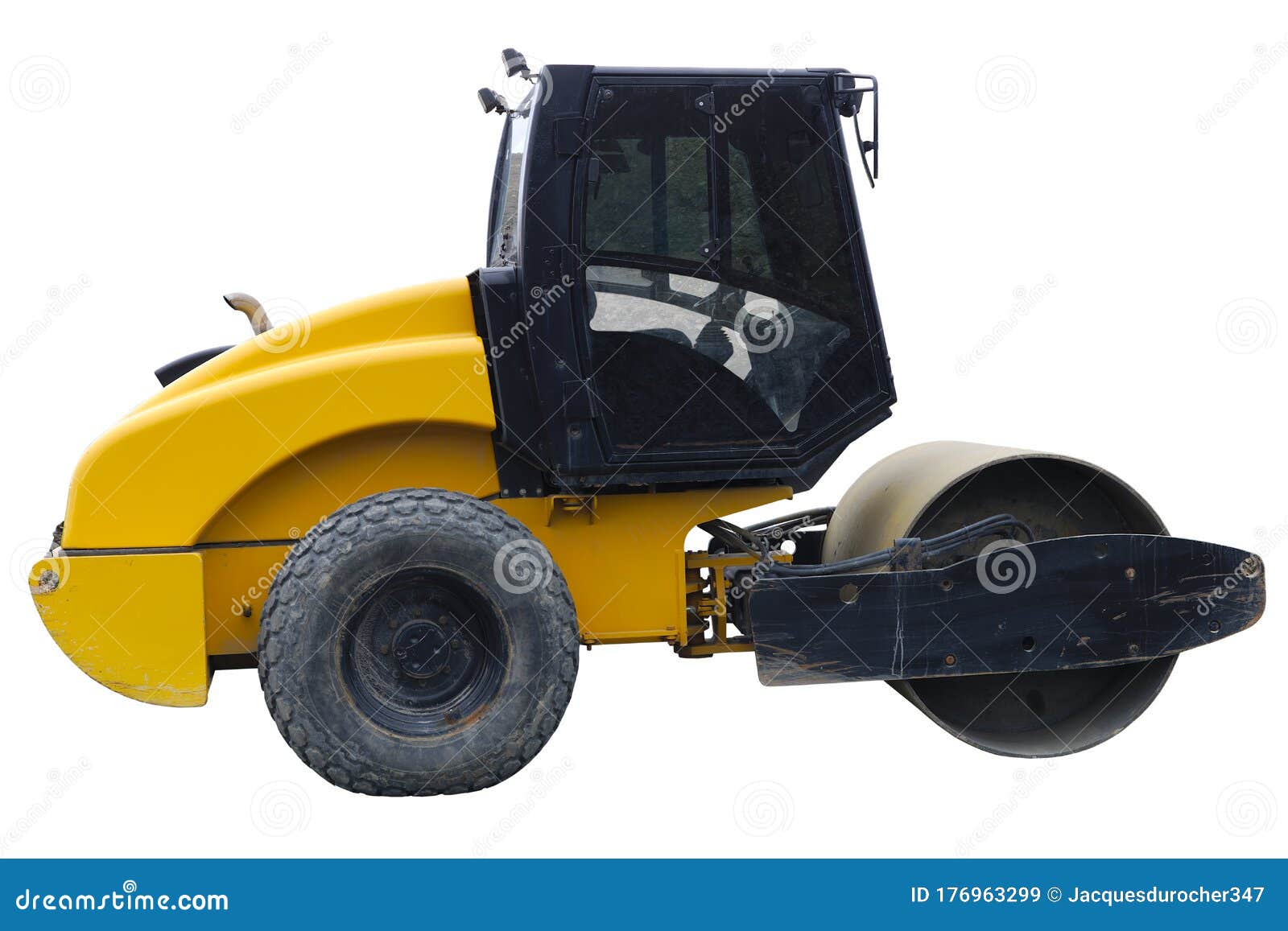Steamroller Compactor Road Construction Side View Isolated on White ...