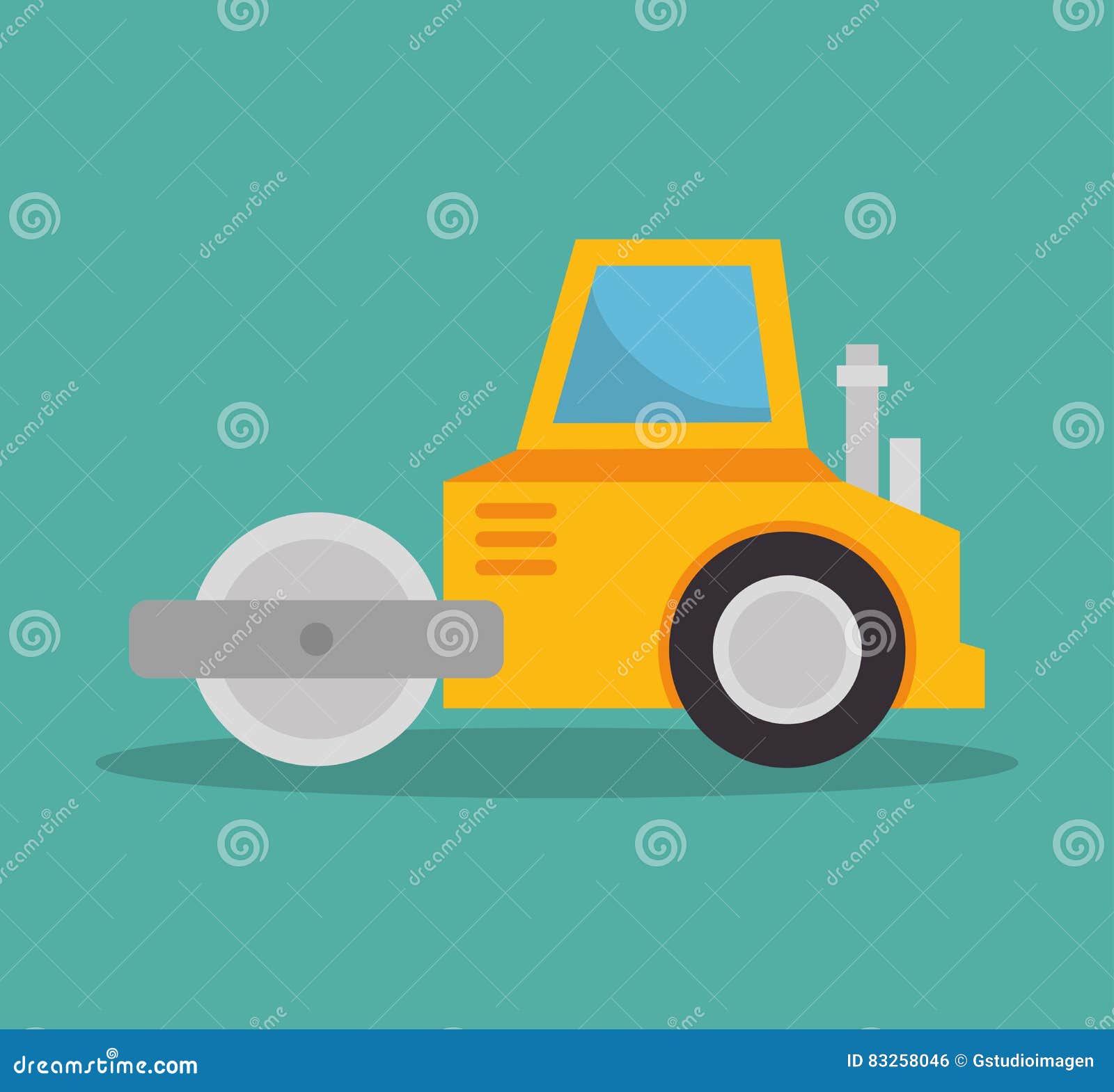 Steamroller Construction Tool Logo Vector Illustration | CartoonDealer ...