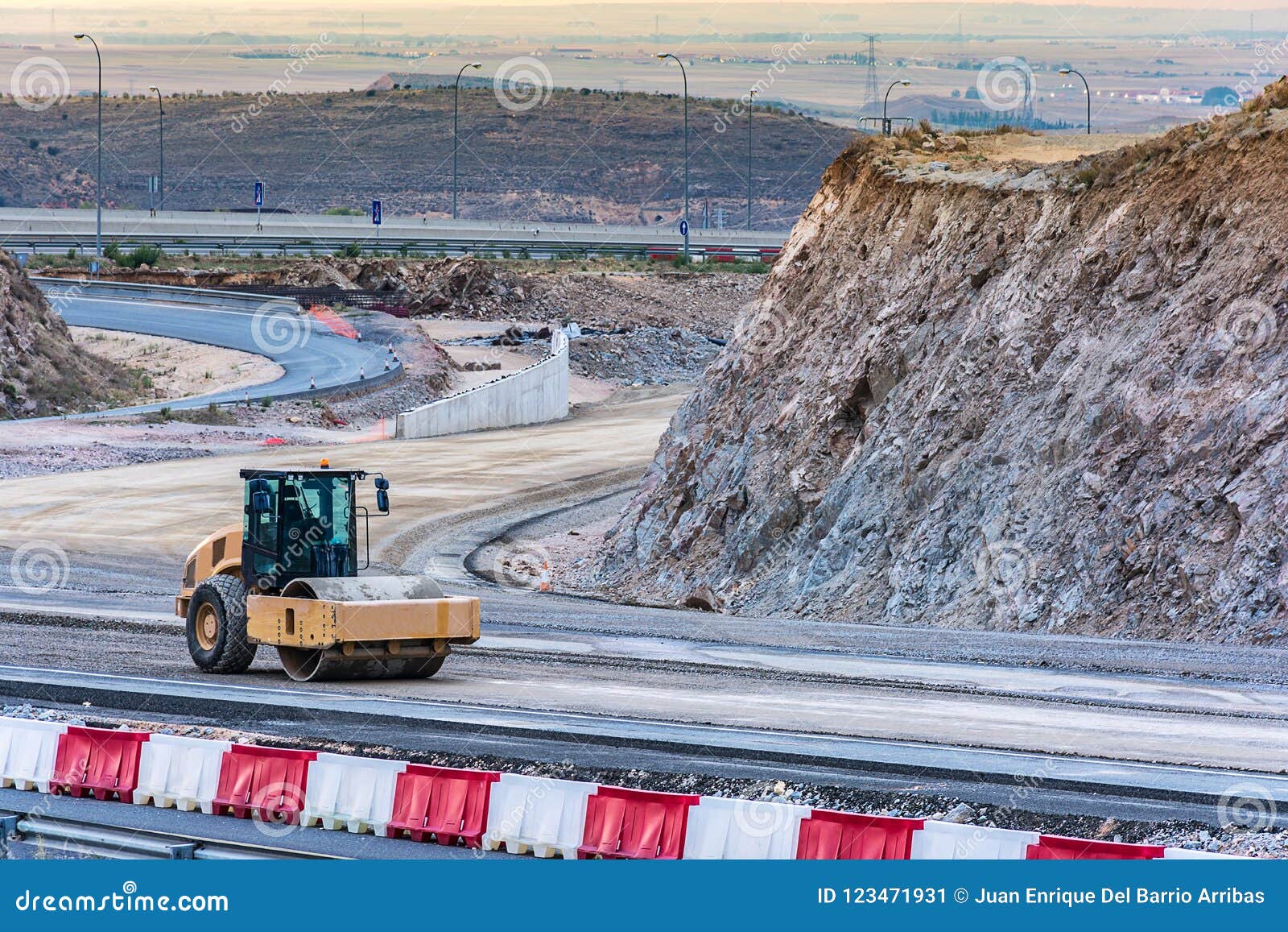 Steamroller Doing Road Construction Work Stock Image - Image of paving ...
