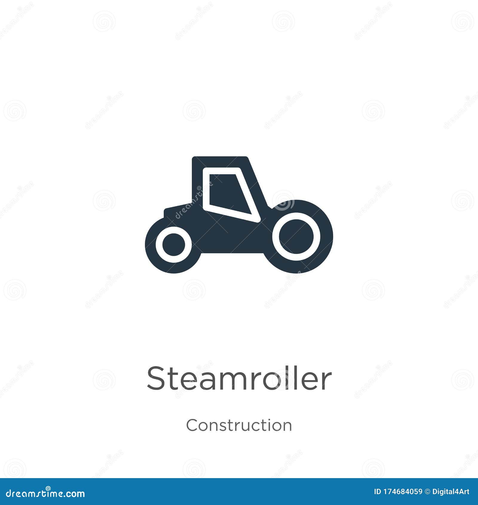 Steamroller Icon Vector. Trendy Flat Steamroller Icon from Construction ...