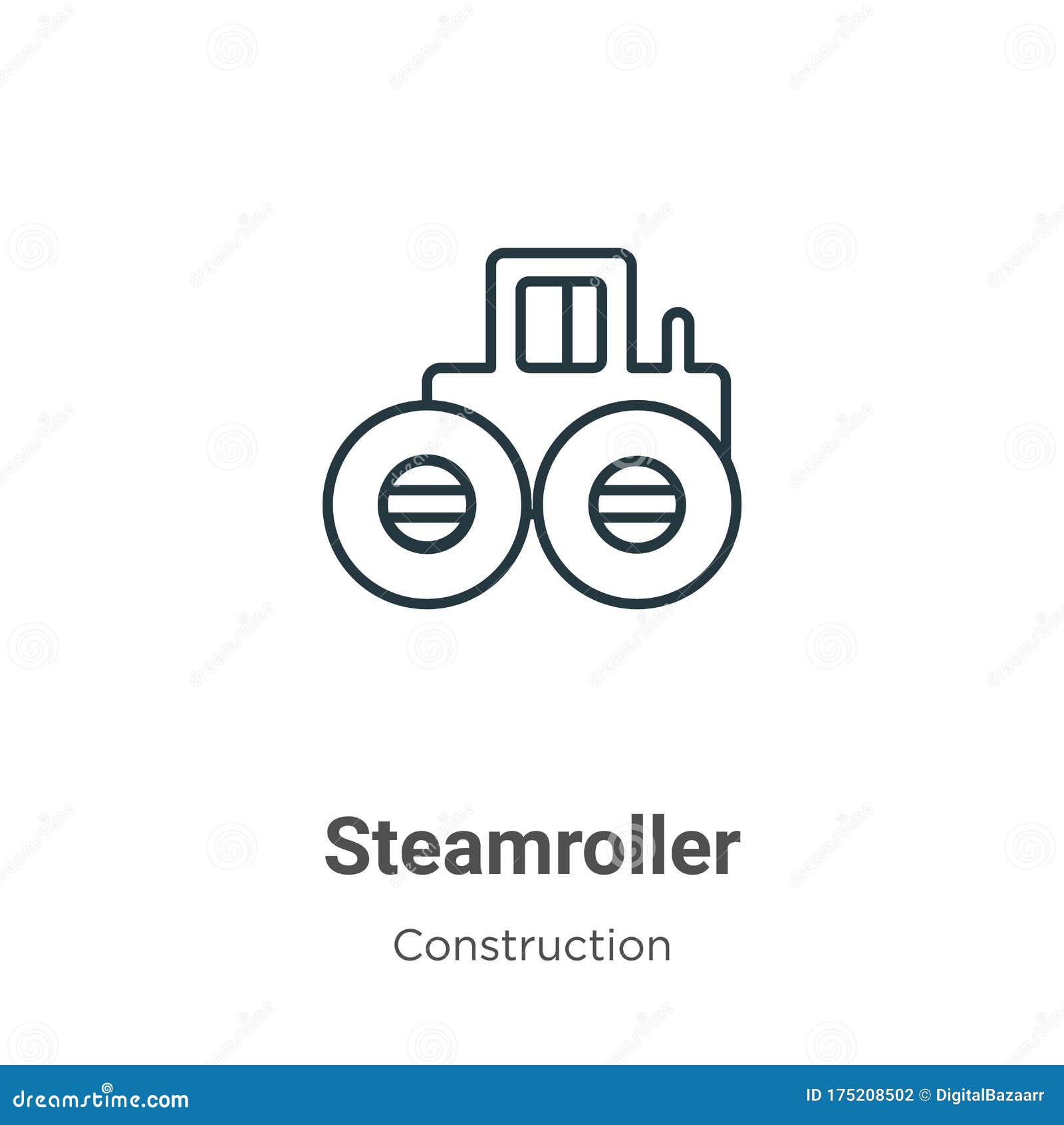 Steamroller Outline Vector Icon. Thin Line Black Steamroller Icon, Flat ...