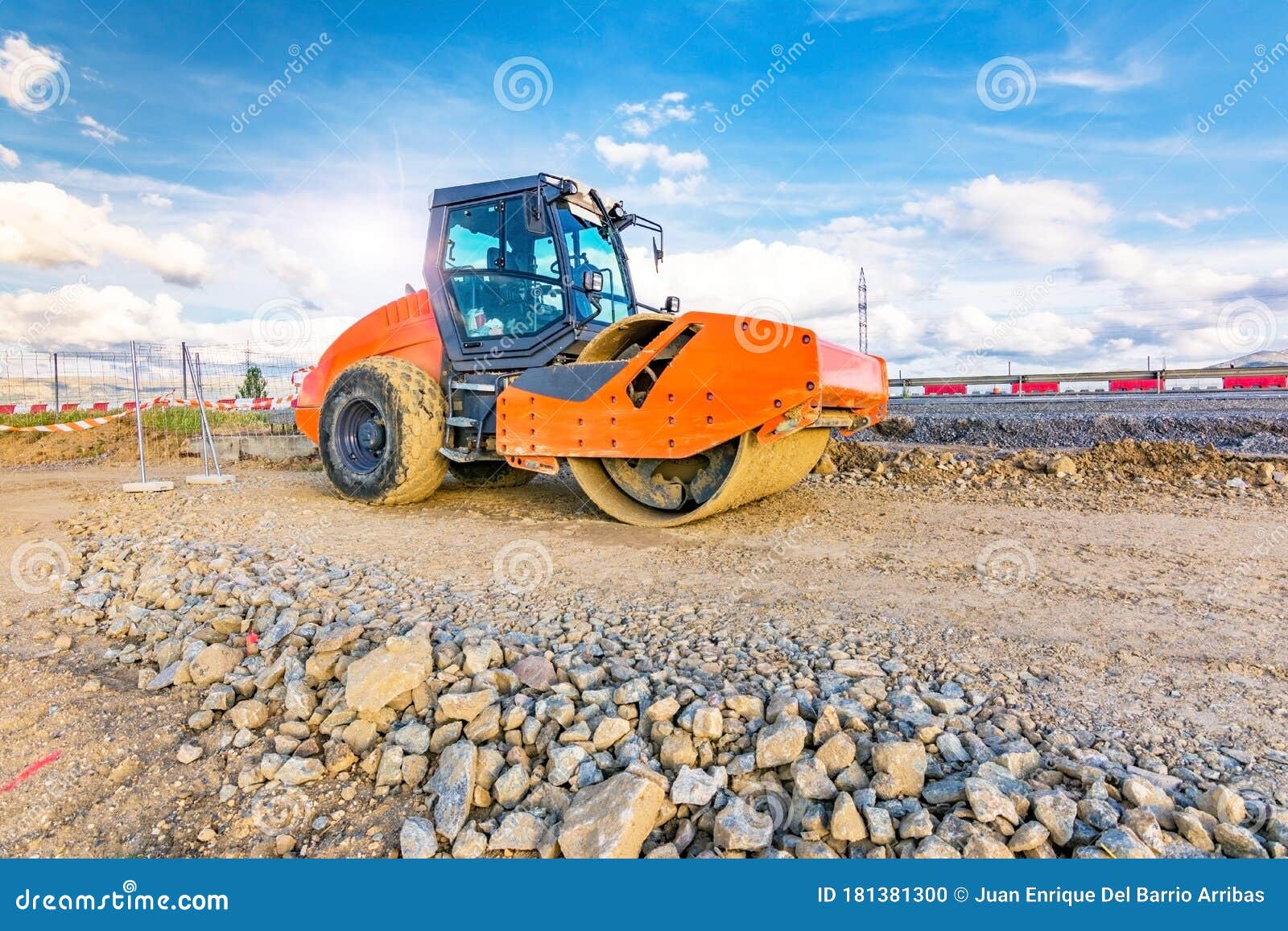 Steamroller Performing Road Paving Works Stock Photo - Image of machine ...