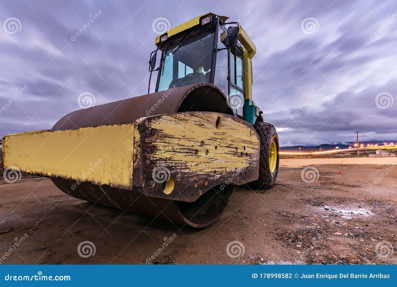 Steamroller at Road or Highway Construction Work Stock Photo - Image of ...