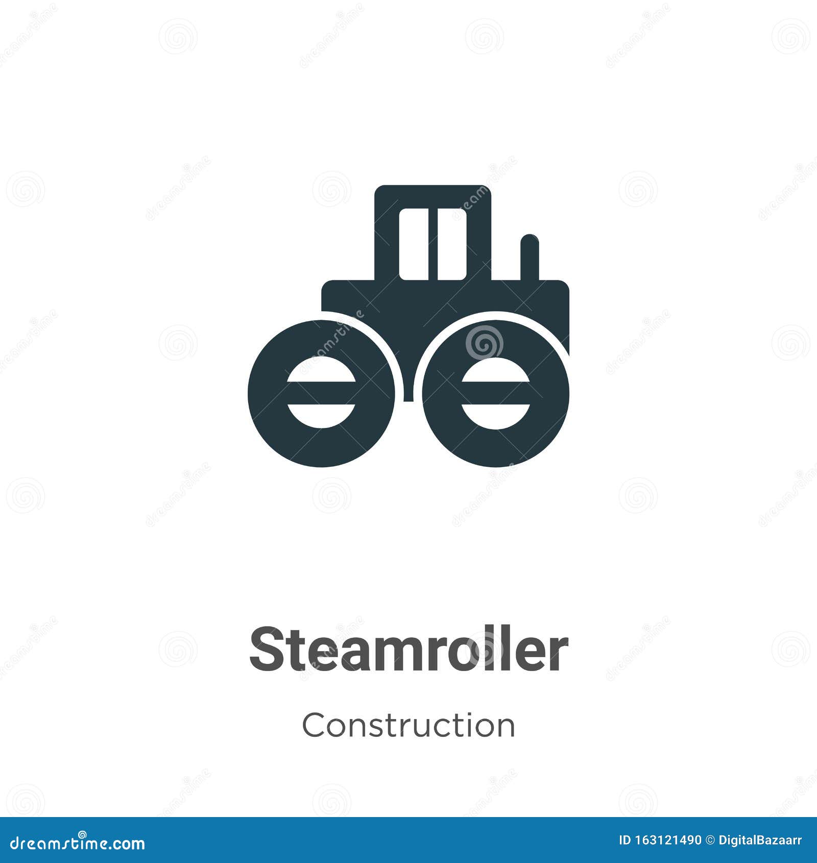 Steamroller Vector Icon On White Background. Flat Vector Steamroller ...