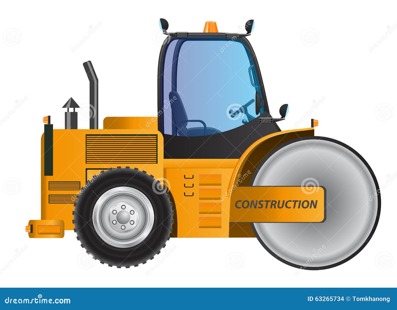 Steamroller Yellow Car Vector Design Model. Stock Vector - Illustration ...