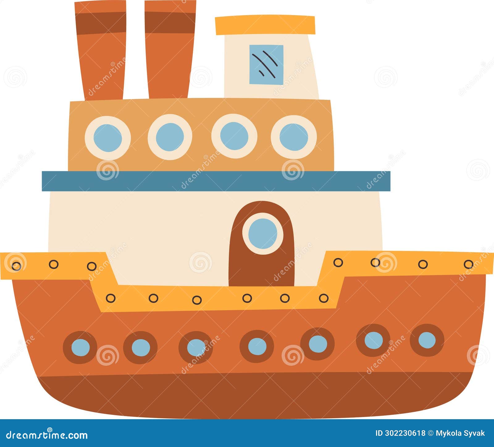 Steamship Cartoon Vessel stock vector. Illustration of ocean - 302230618