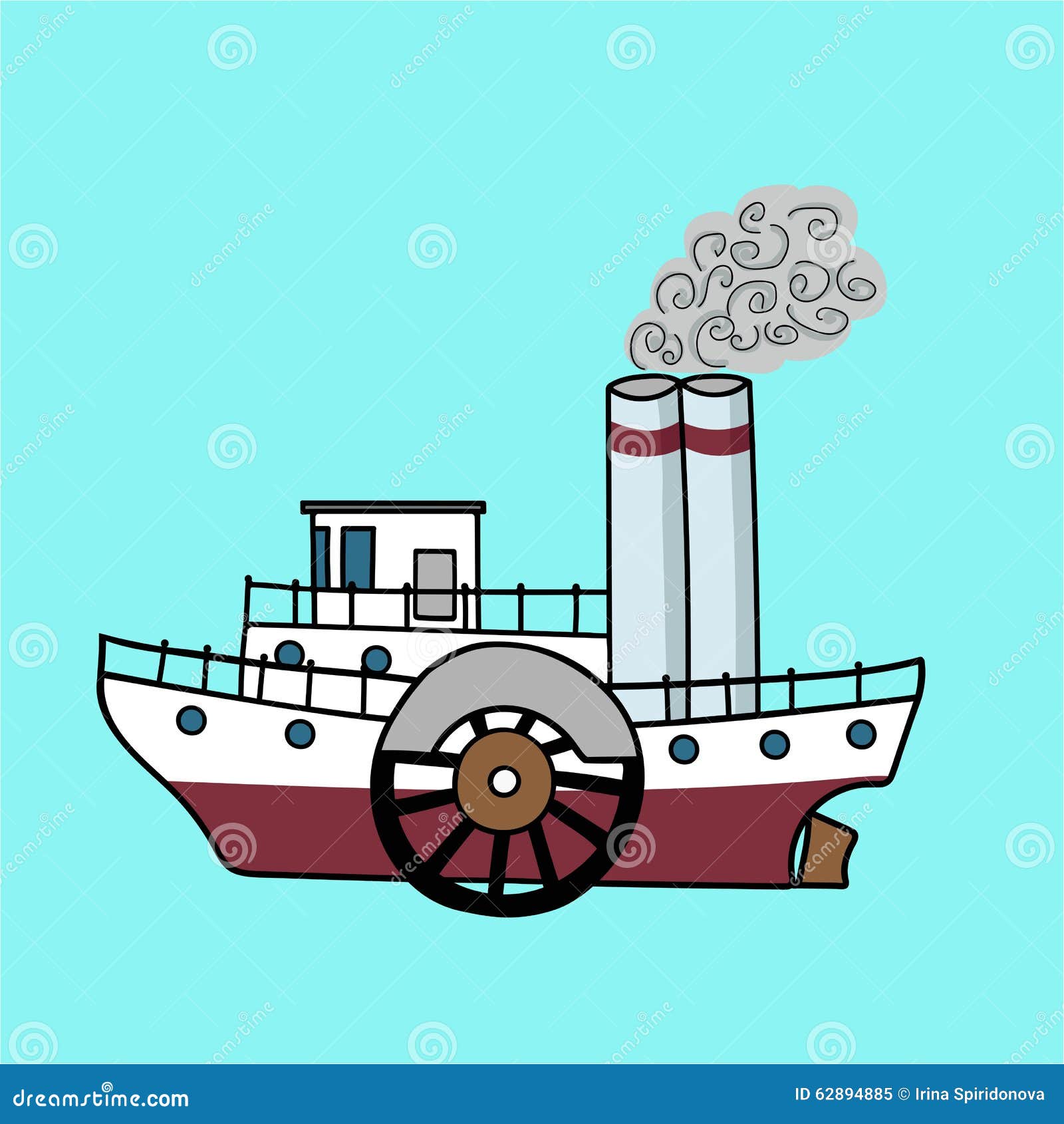 Steam ship stock vector. Illustration of travel, boat - 62894885