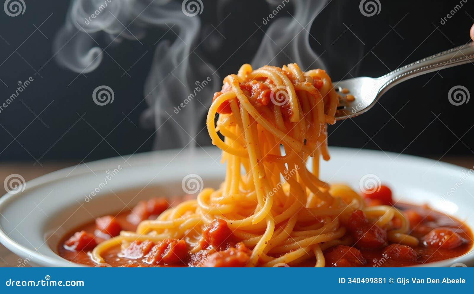 Steamy Spaghetti Twirl on Fork with Tomato Sauce Stock Illustration ...