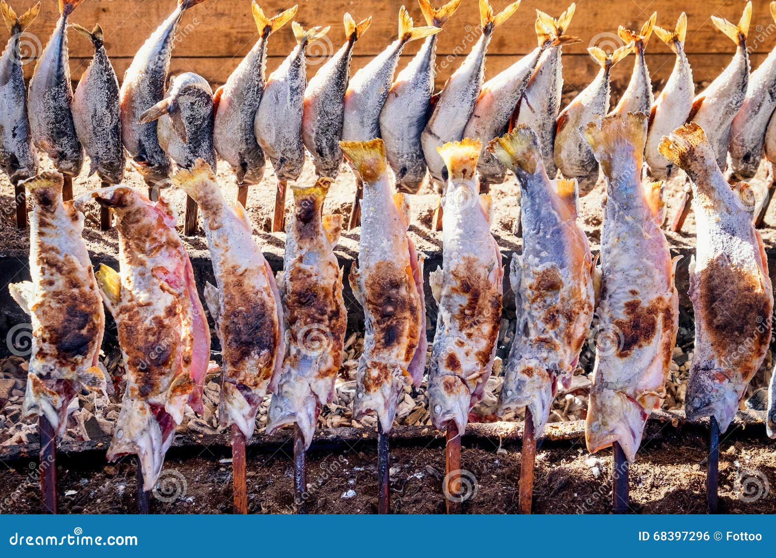 Steckerlfisch stock photo. Image of grilled, celebration - 68397296