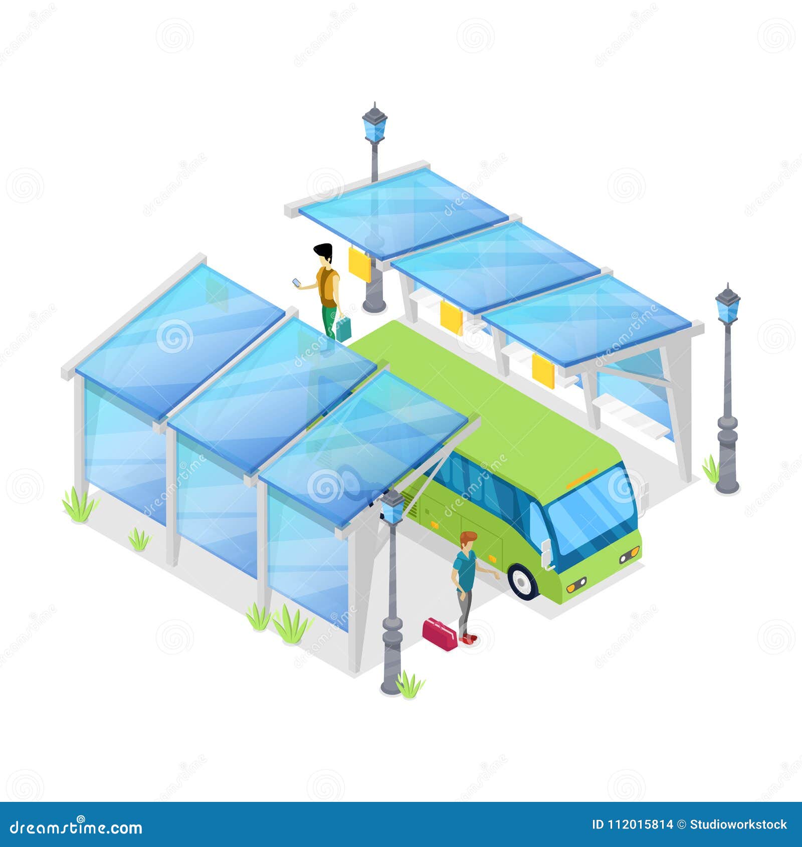 Stedelijk Bushalte Isometrisch 3D Pictogram Vector Illustratie ...