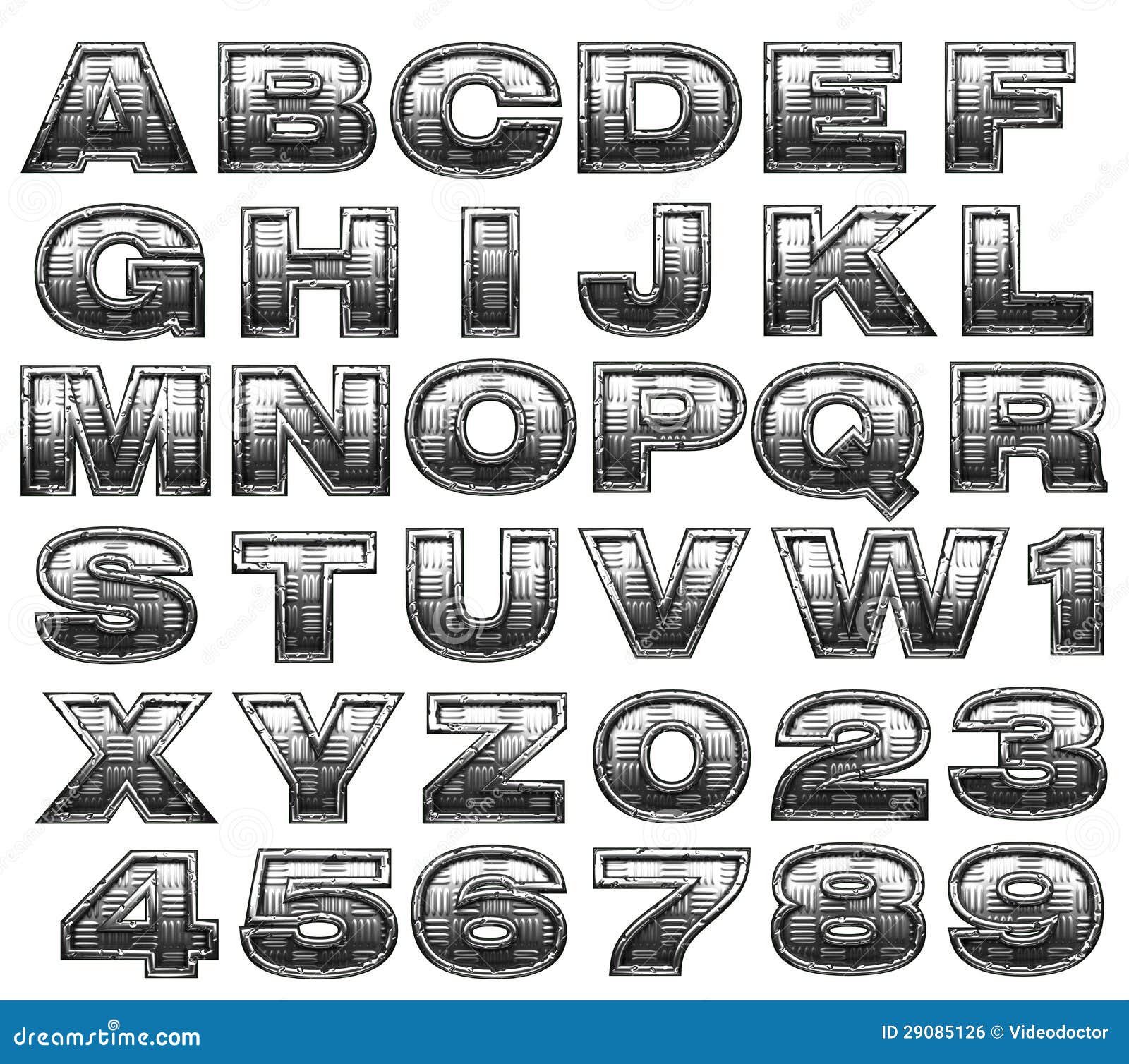 Steel alphabet set stock illustration. Illustration of metal - 29085126