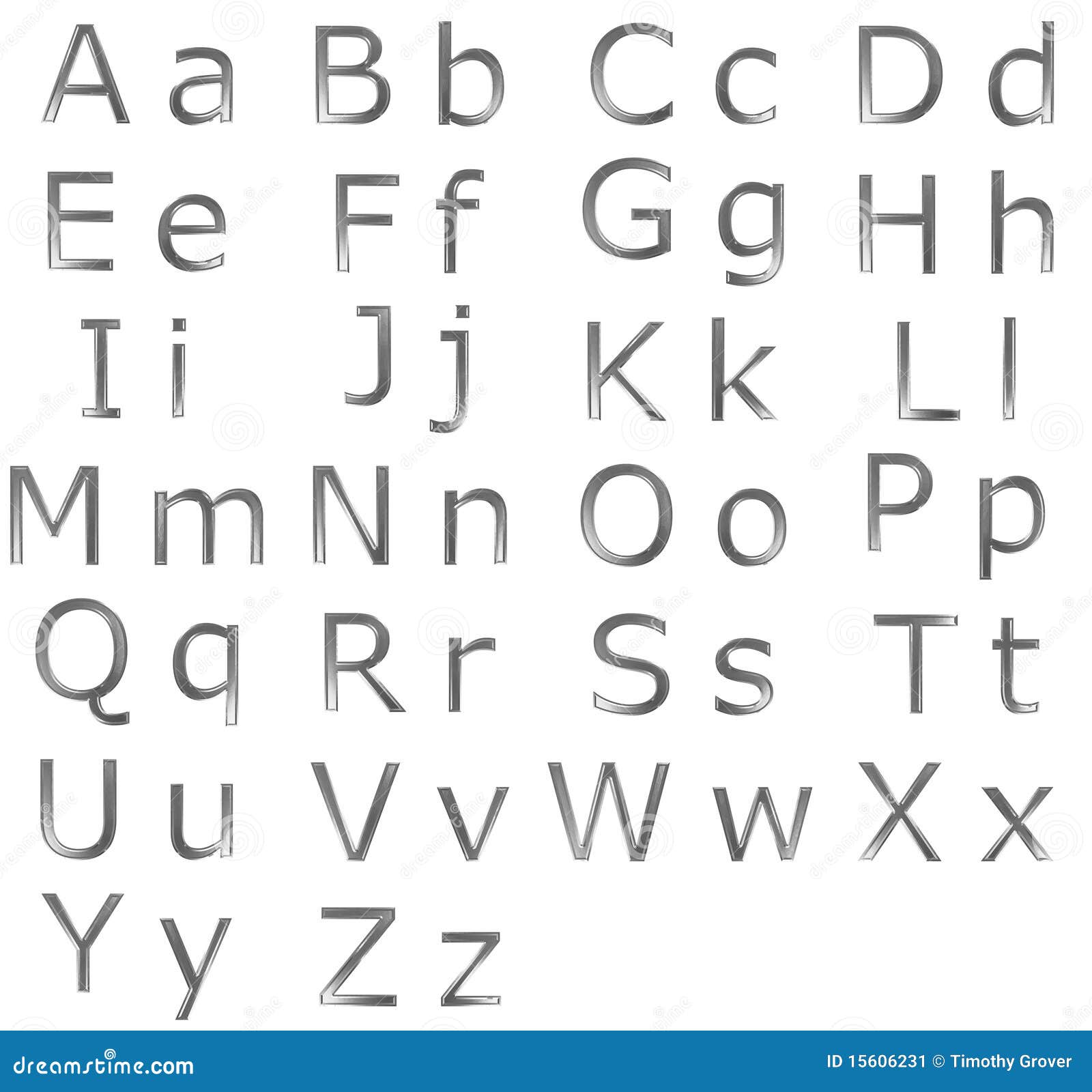 Steel Alphabet on White stock illustration. Illustration of metallic ...