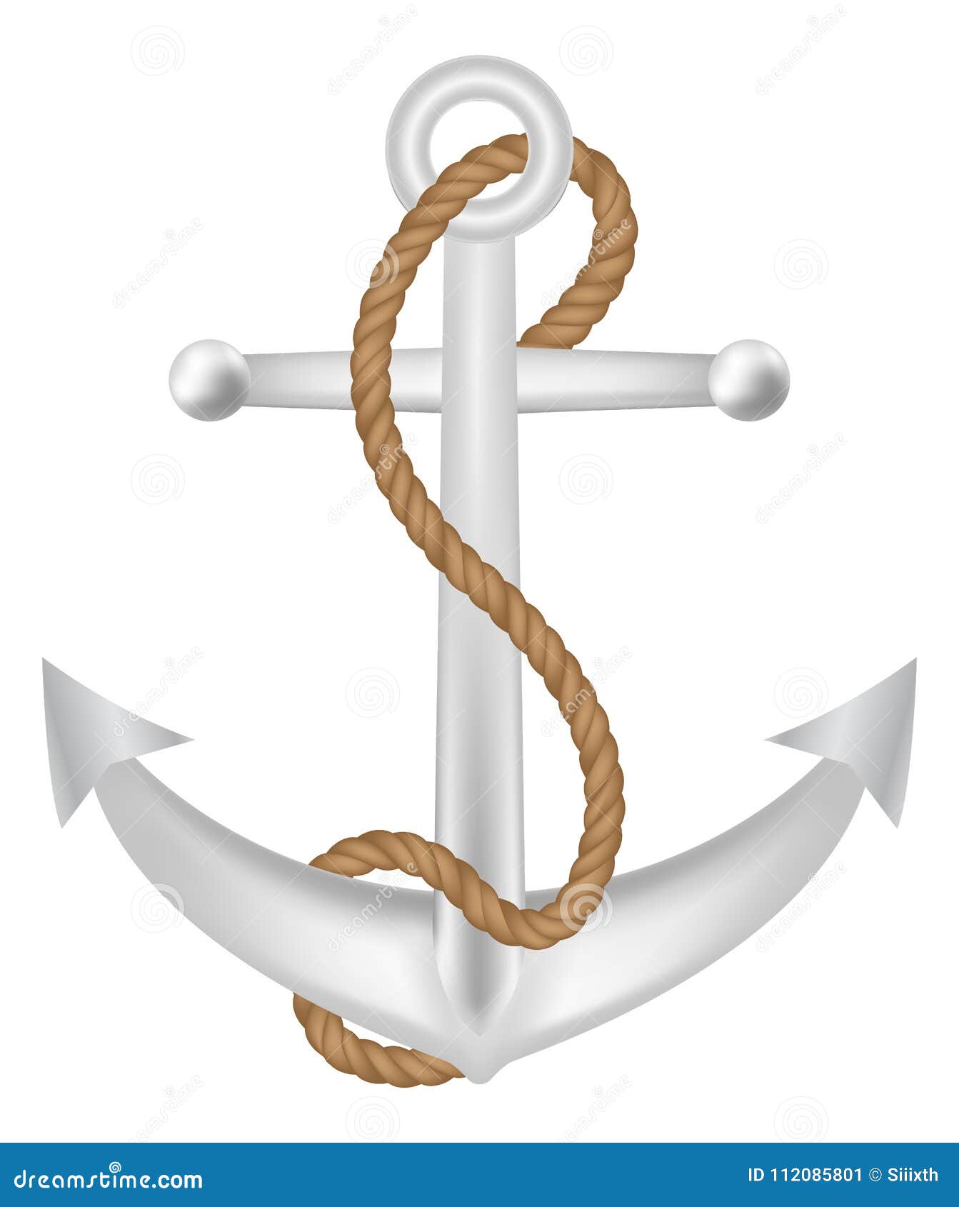 Steel Anchor with Brown Rope Logo Isolated Stock Vector - Illustration ...