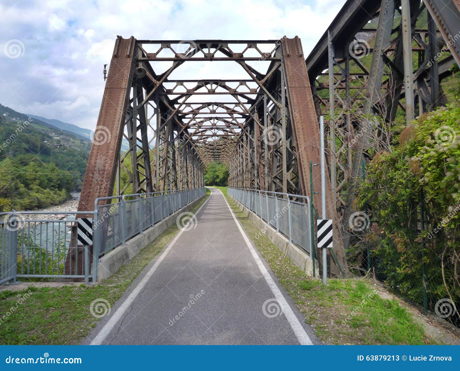 Steel Arched Bridge at the Cycling Route Stock Image - Image of nature ...