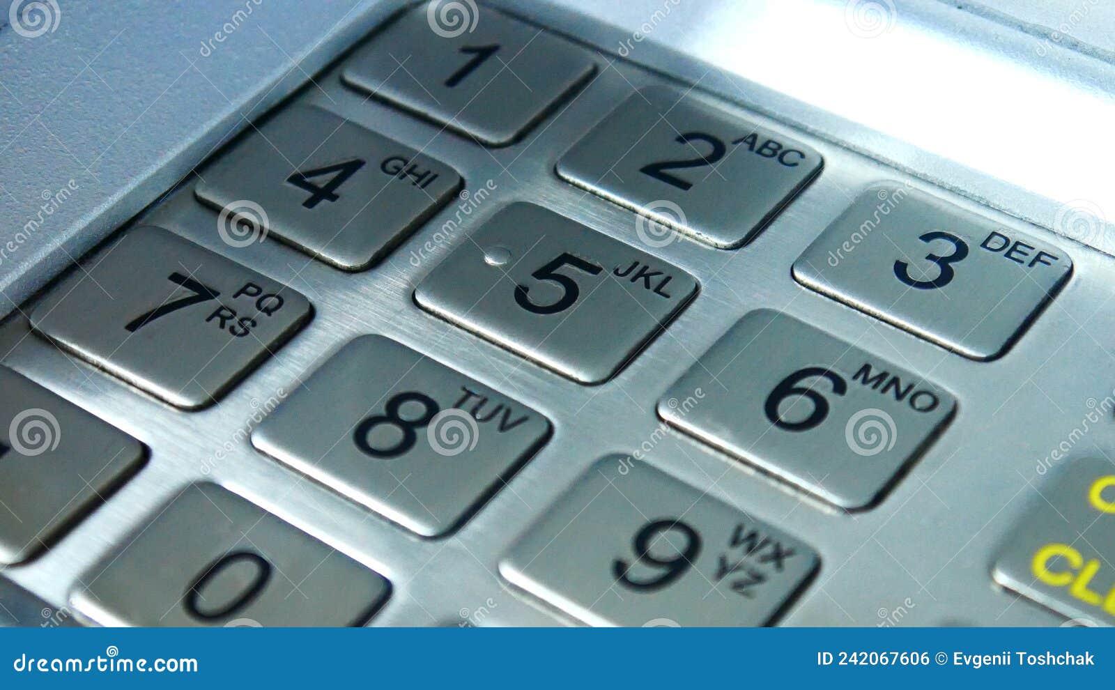 Close-up of a Steel ATM Keyboard Panel Stock Photo - Image of cash ...