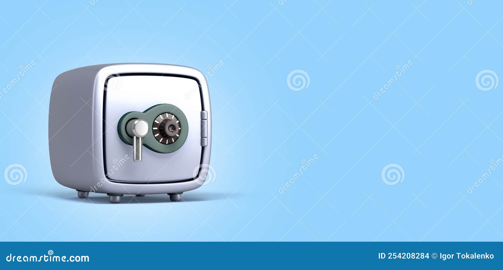 Steel Bank Safe 3d Render on Blue Gradient Stock Illustration ...