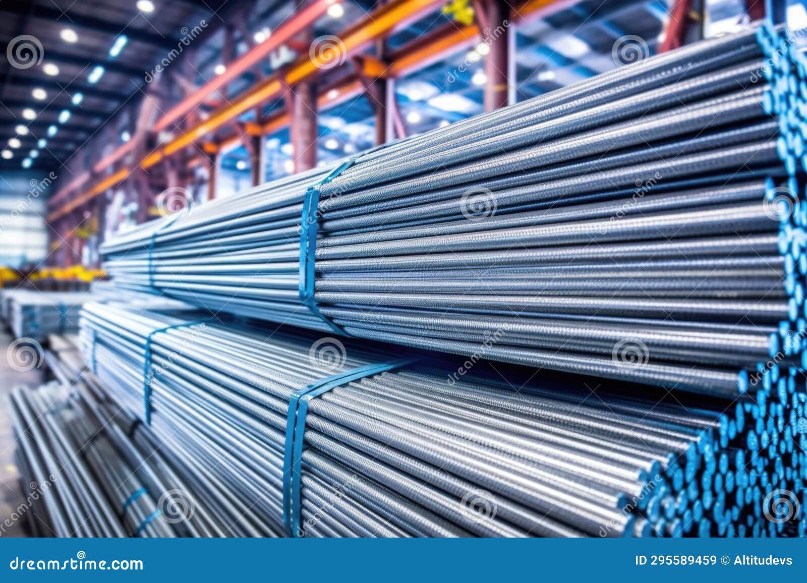 Bundles Of Steel Round Bar Stack In Layer Inside Large Distribution ...