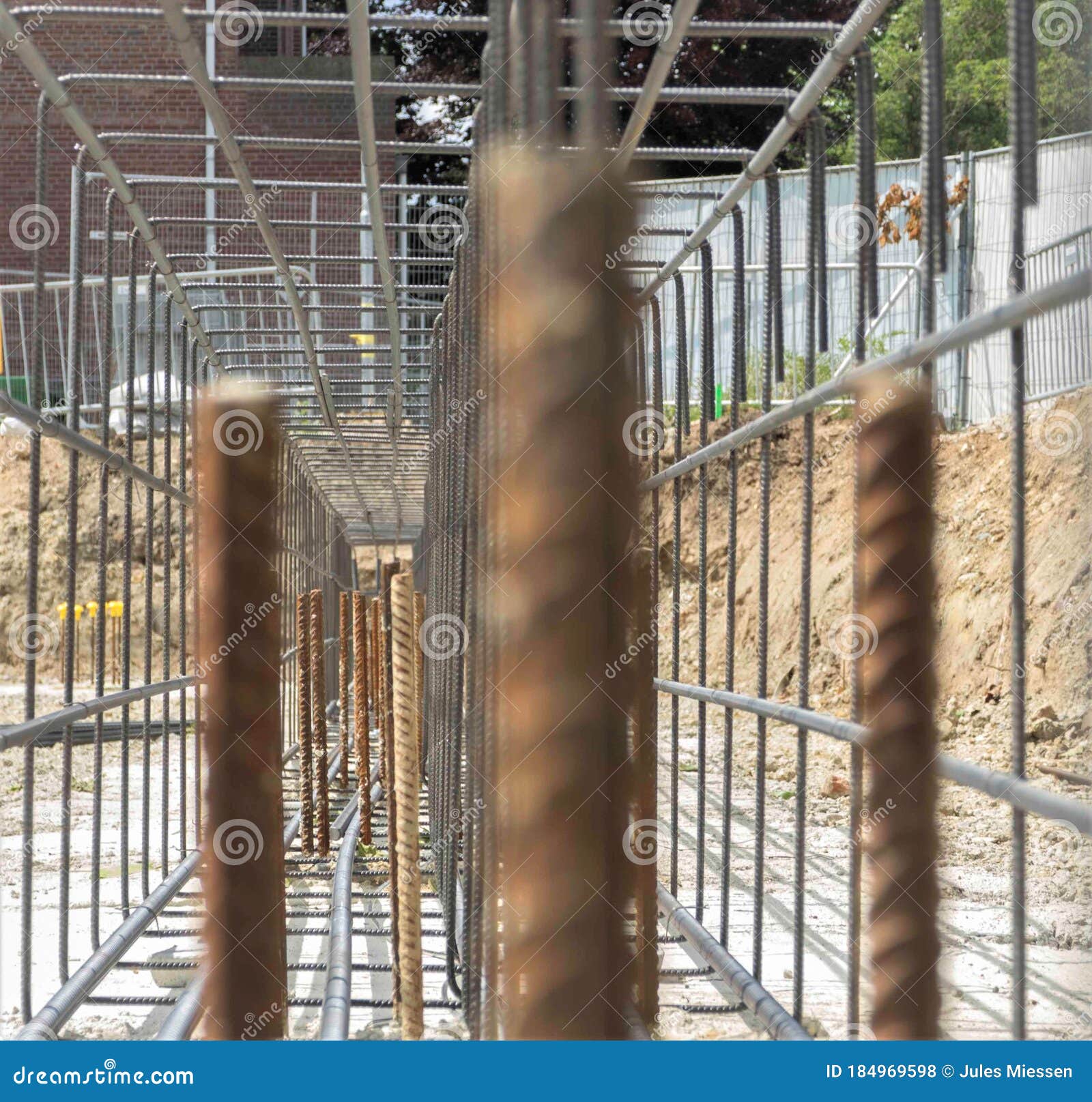 Steel Bar Framework in Construction Site Stock Photo - Image of mesh ...