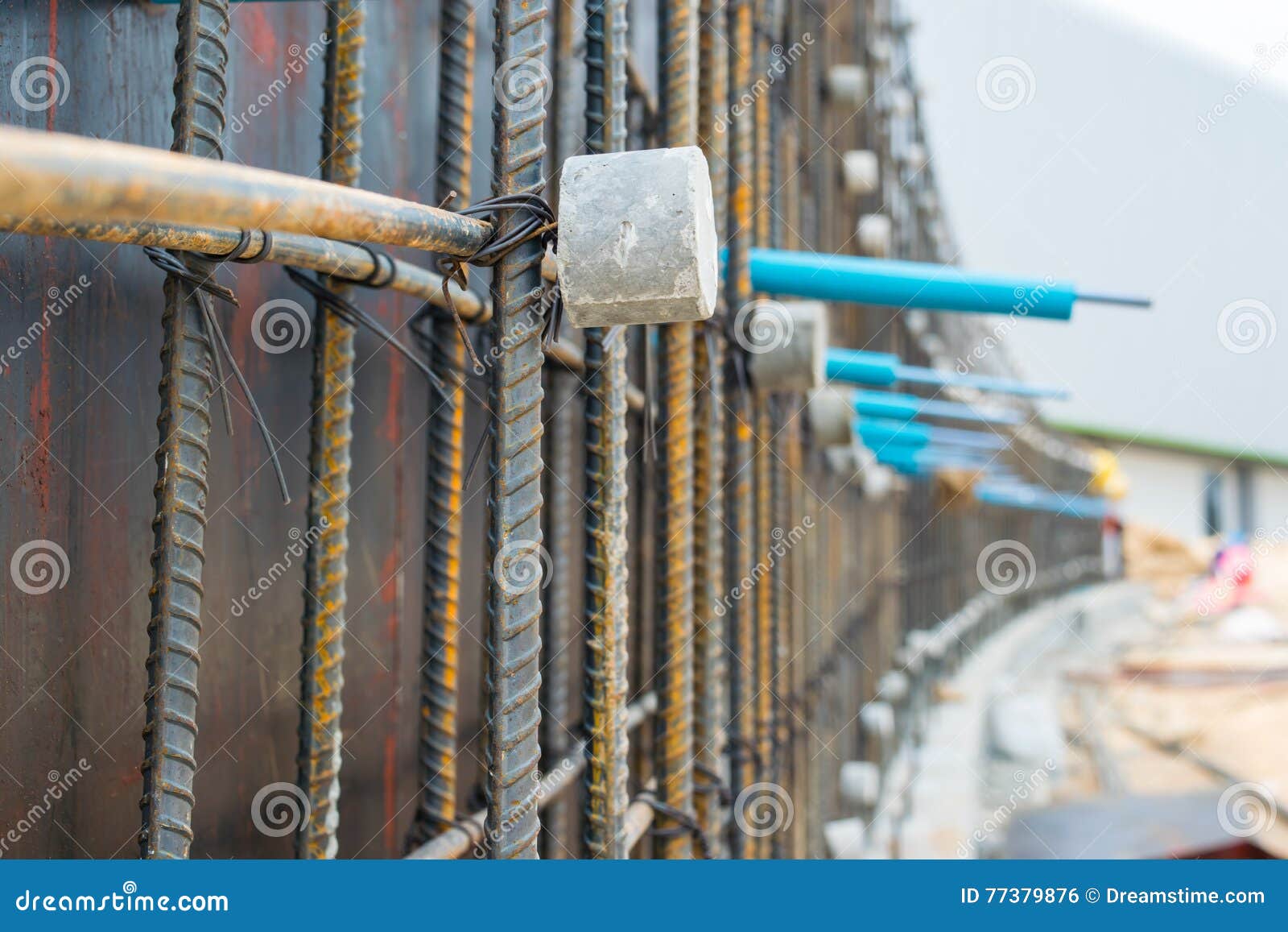 Screw Thread Steel Bar Framework In The Construction Site. Steel Rebars ...