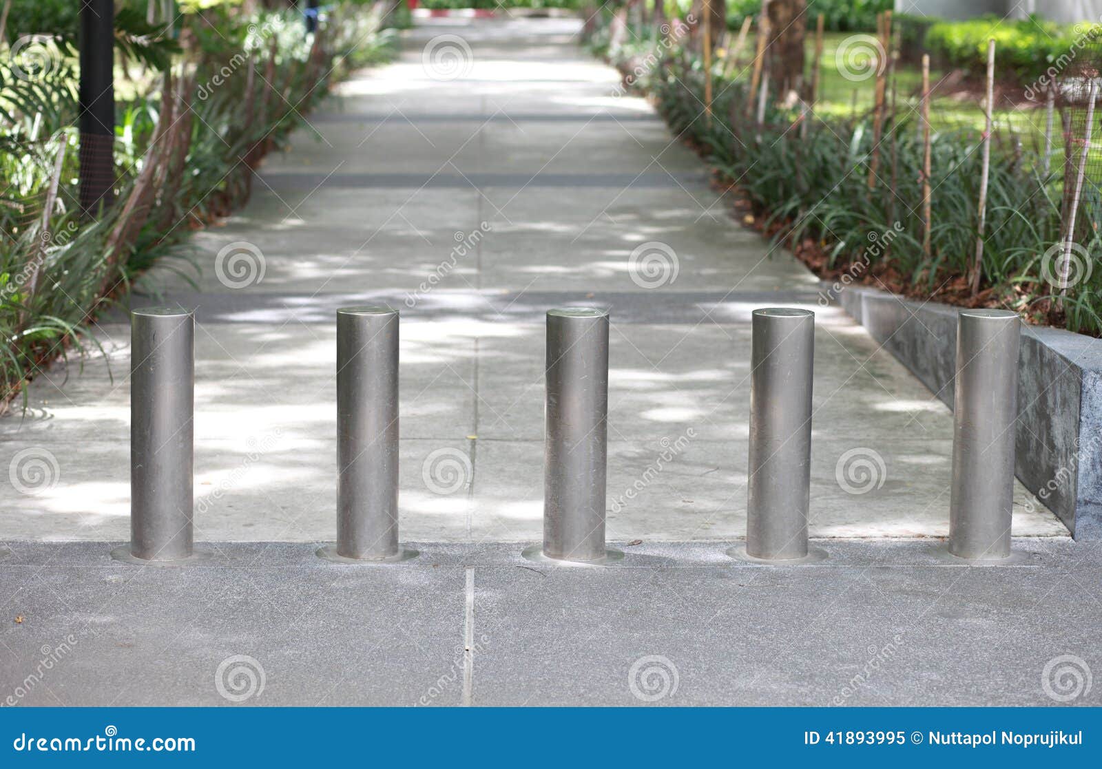 Steel Barrier on the Sidewalk in the Park. Stock Image - Image of ...