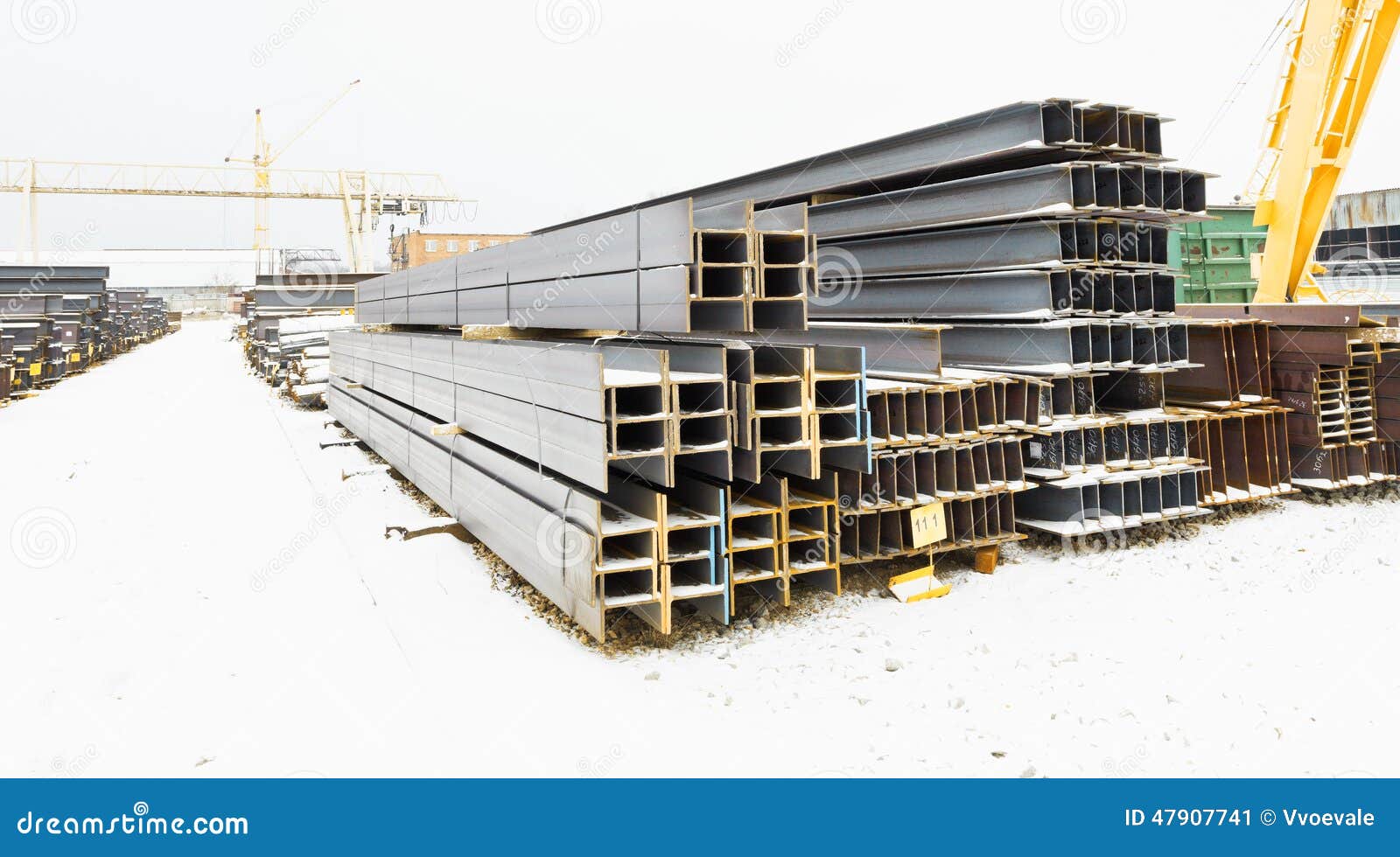 Steel Bars in Outdoor Warehouse Stock Image - Image of season, snow ...