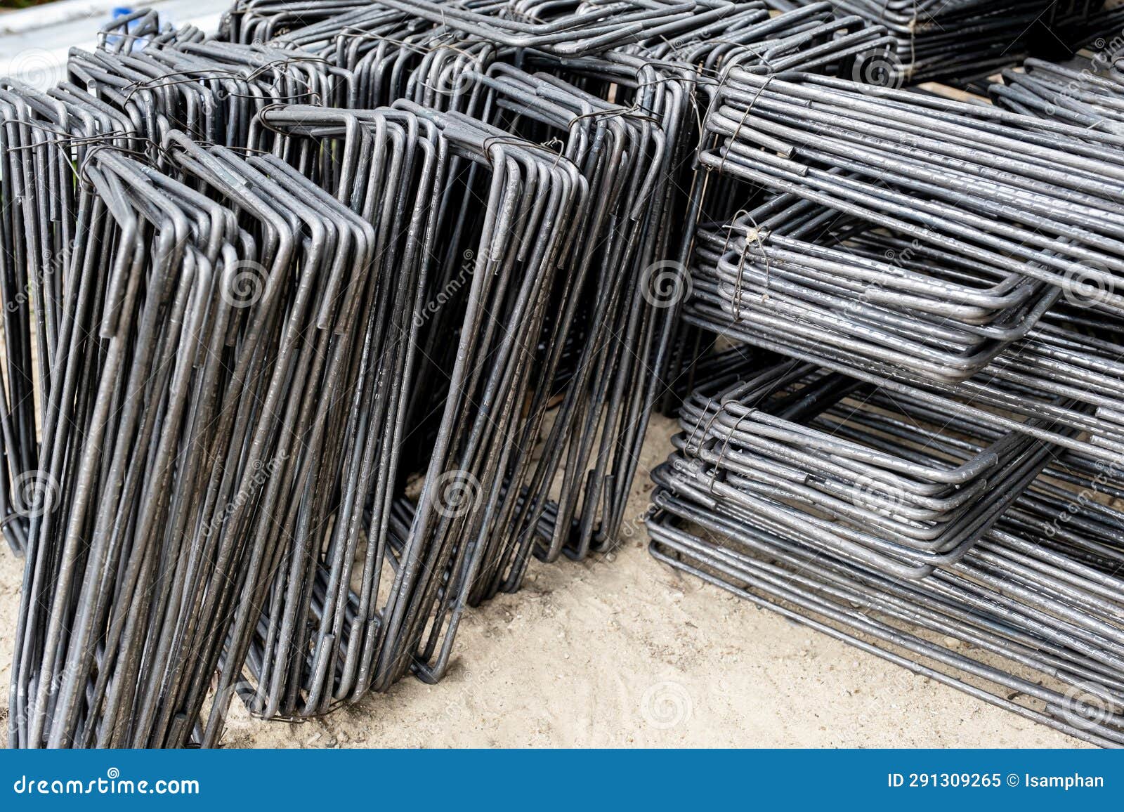 Steel Bars Piled Up in Front of Construction Site Work Stock Image ...